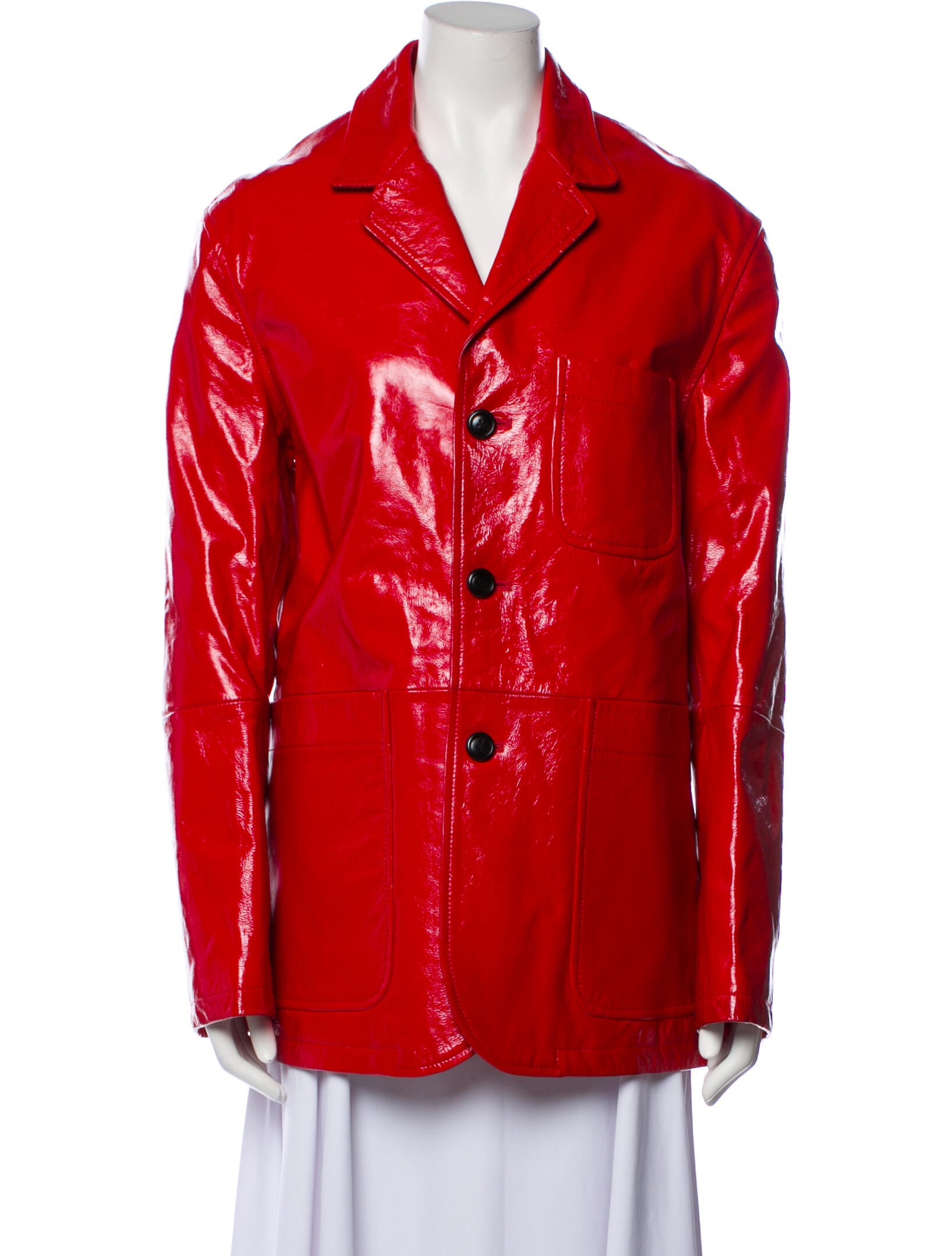AMI Lamb Leather Biker Jacket - Red Jackets, Clothing - AAMII22114 ...