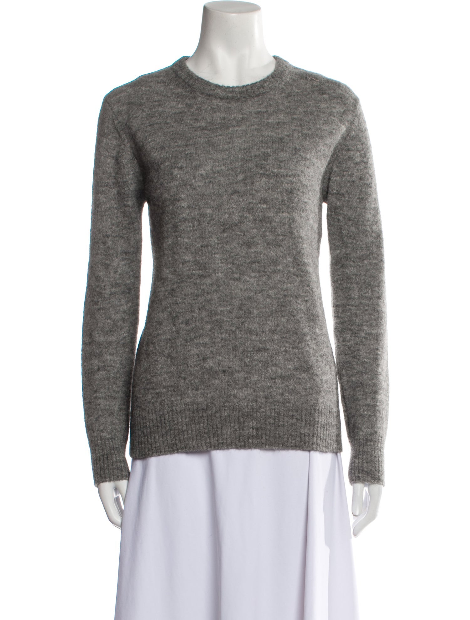 AMI Crew Neck Sweater - Grey Knitwear, Clothing - AAMII23001 | The RealReal