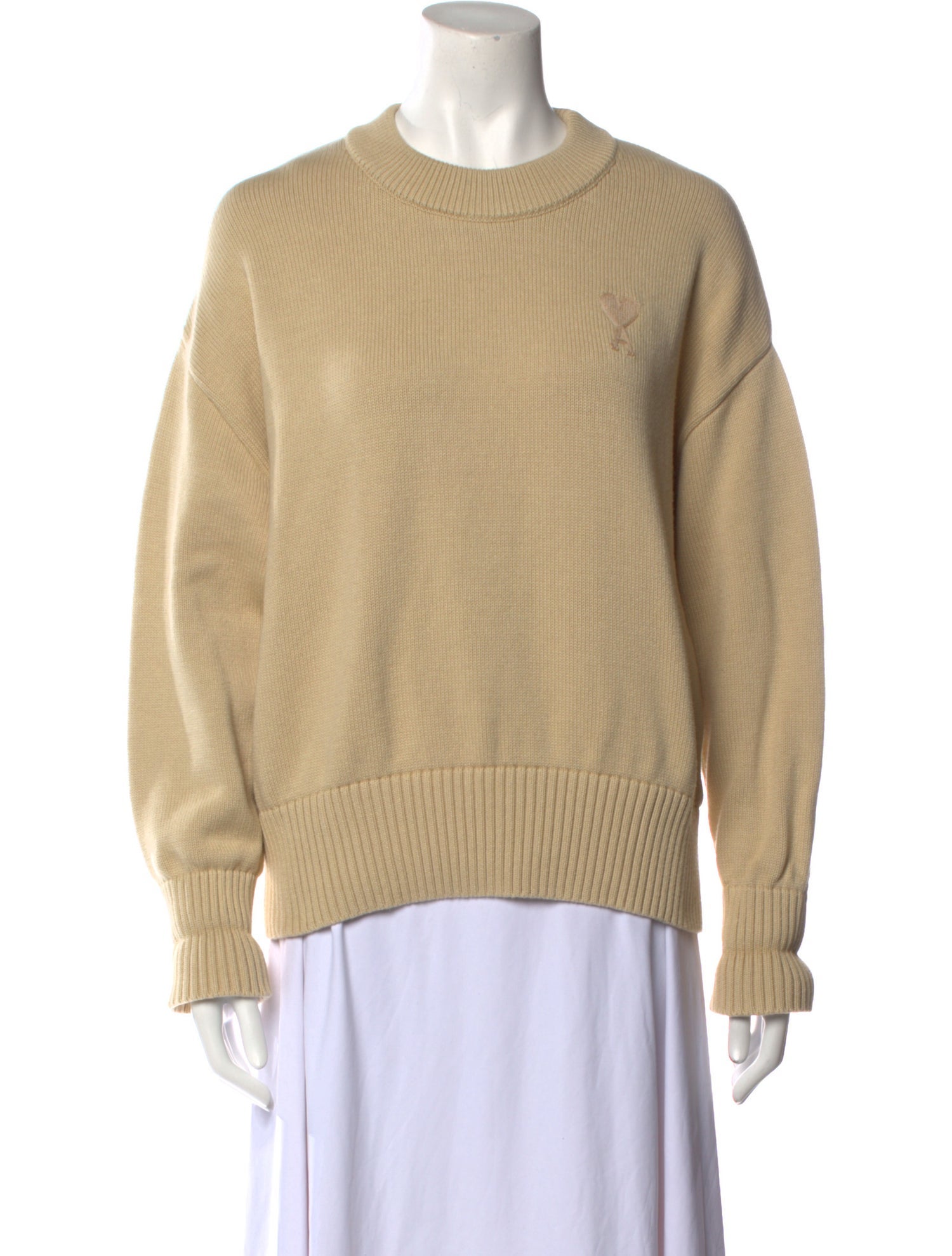 AMI Crew Neck Sweater - Neutrals Knitwear, Clothing - AAMII23037 | The ...