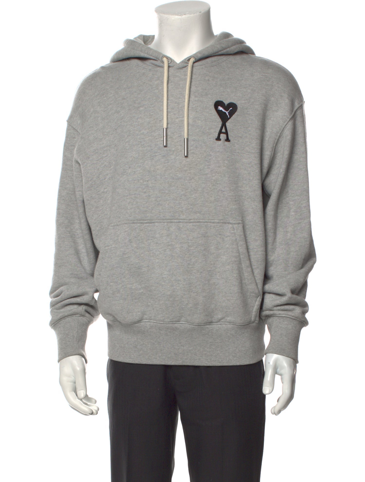 AMI Graphic Print Crew Neck Hoodie - Grey Sweatshirts & Hoodies ...