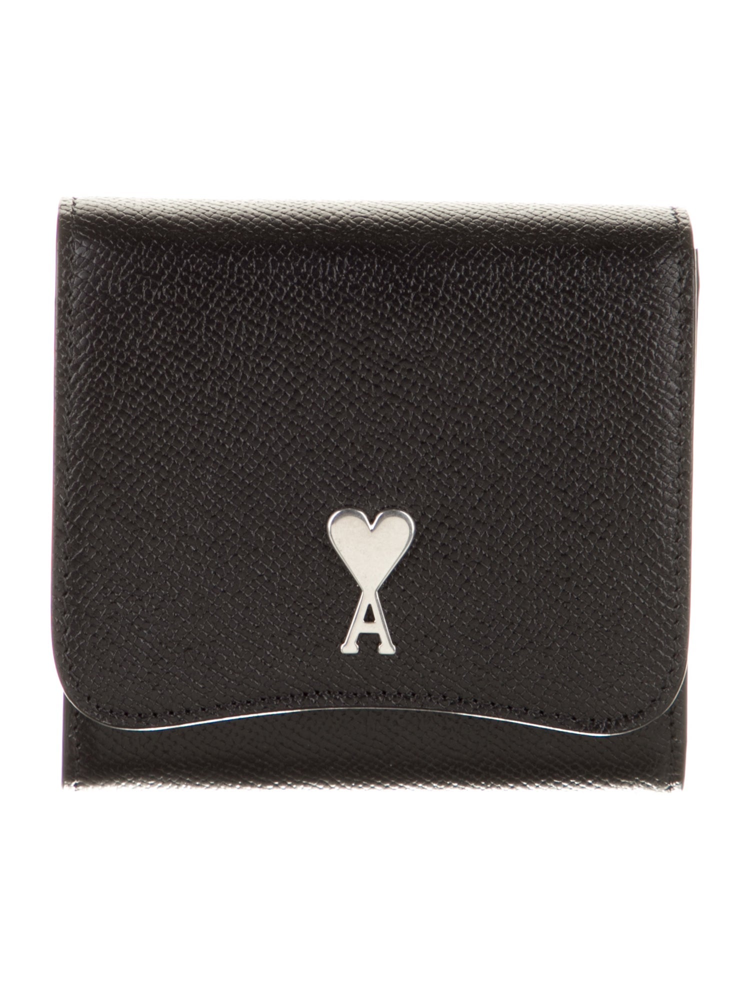 AMI Leather Printed Compact Wallet - Black Wallets, Accessories ...