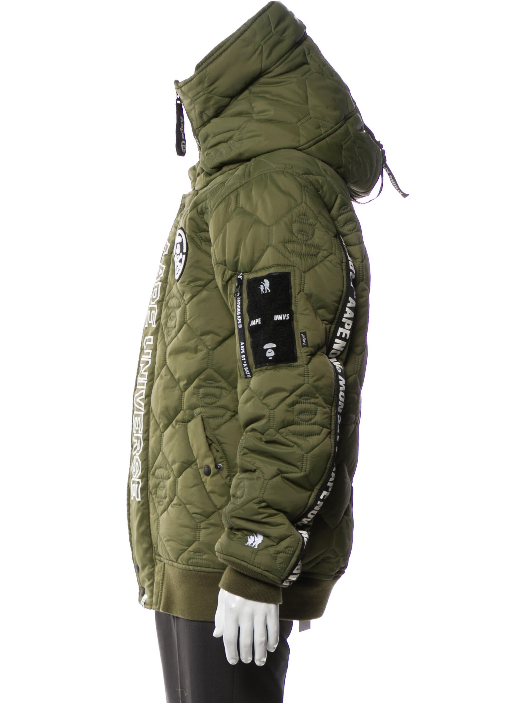 Aape by A Bathing Ape Graphic Print Puffer Coat - Green Outerwear ...