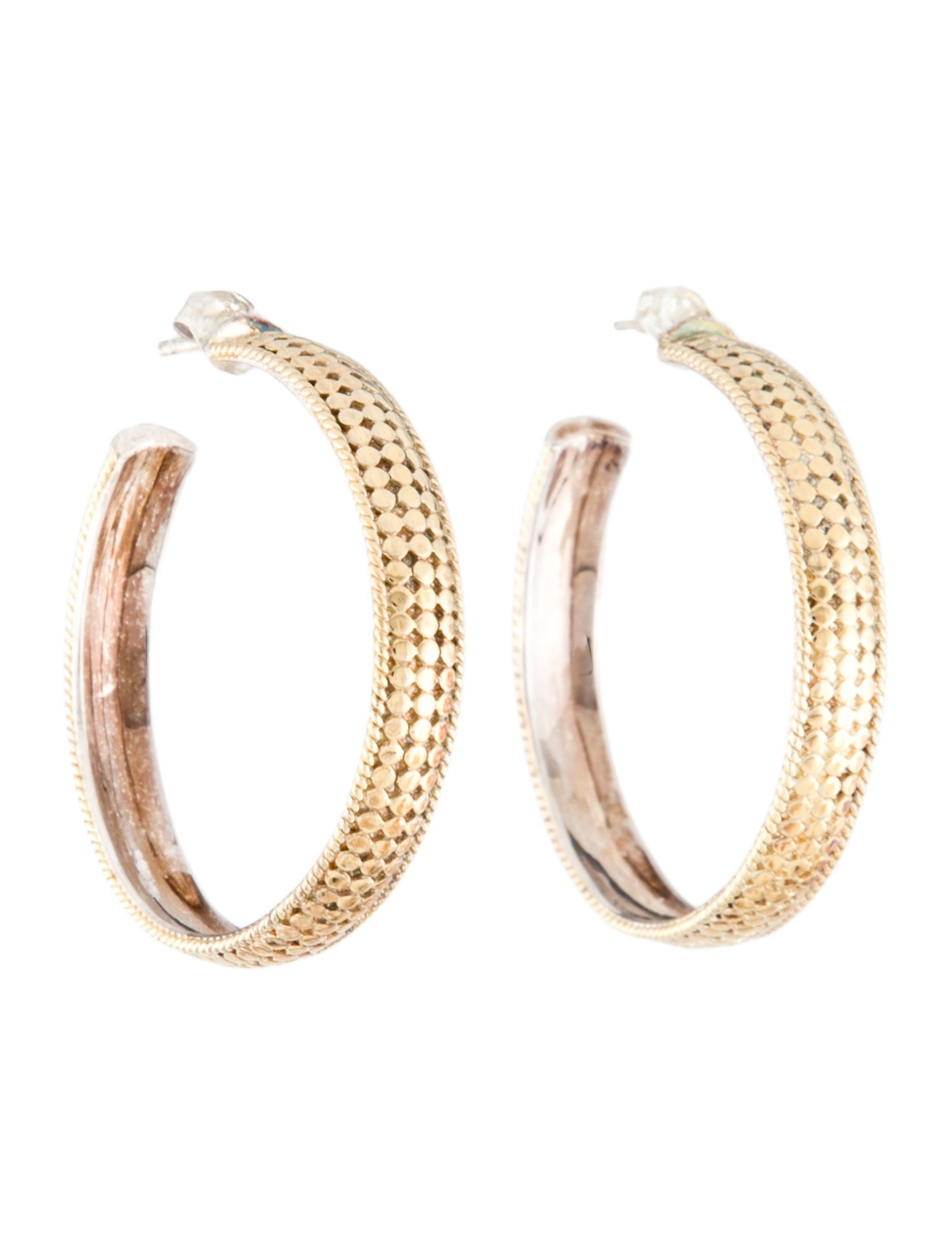 David Yurman Two-Tone Metro Hoop Earrings - 14K Yellow Gold Hoop, Earrings - DVY134039 | The ...
