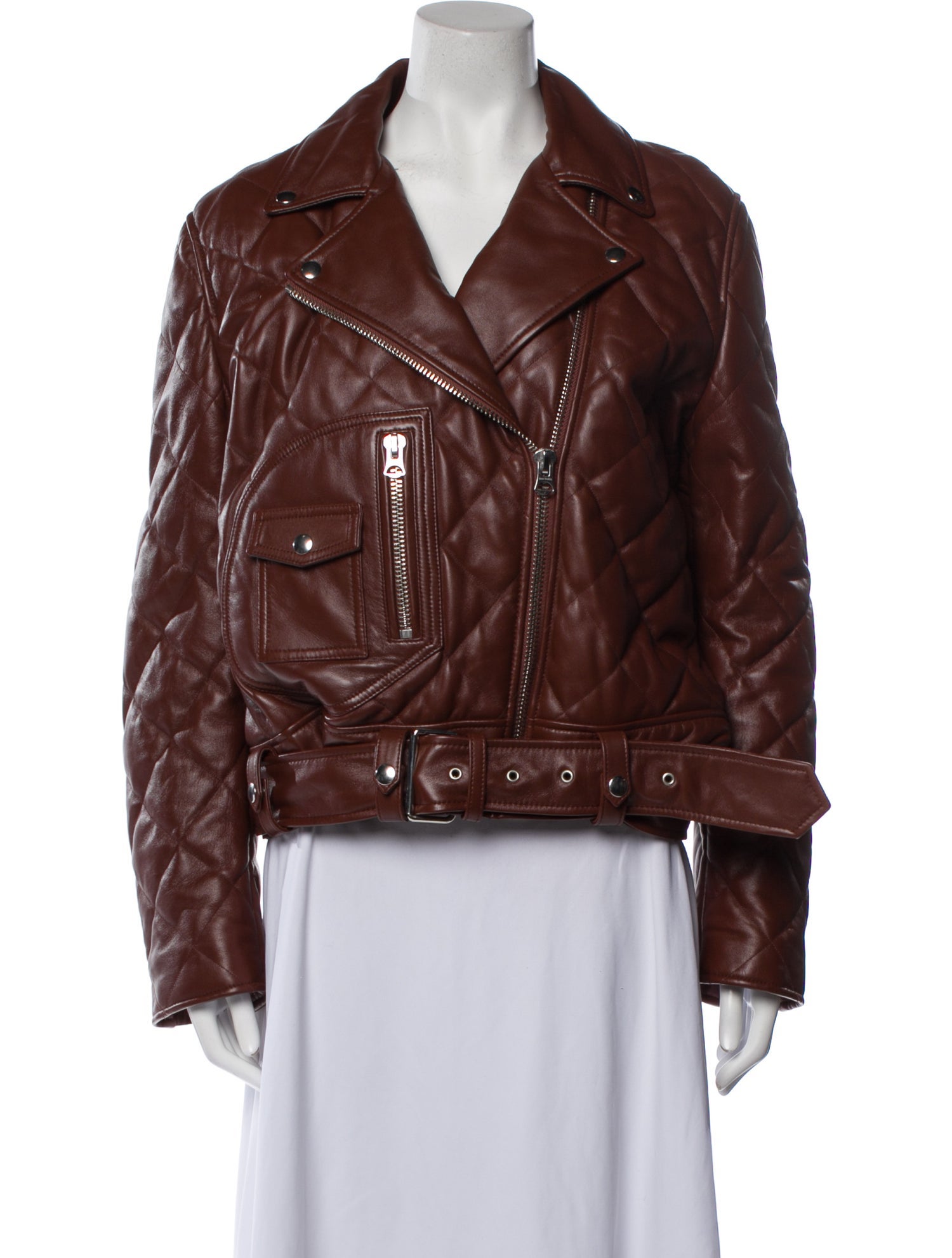 Acne Studios Leather Biker Jacket - Burgundy Jackets, Clothing ...
