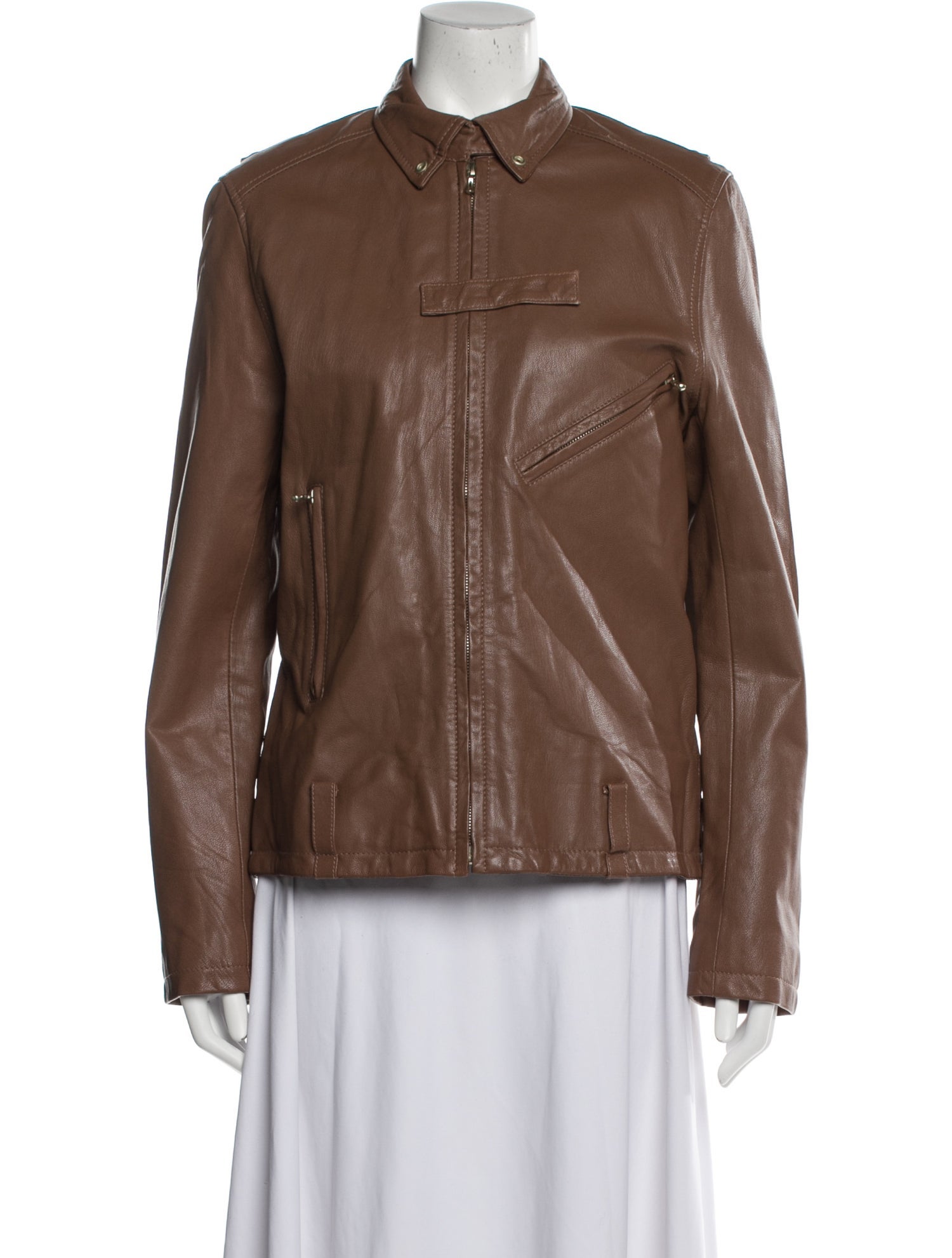 Acne Studios Goat Leather Biker Jacket - Brown Jackets, Clothing ...