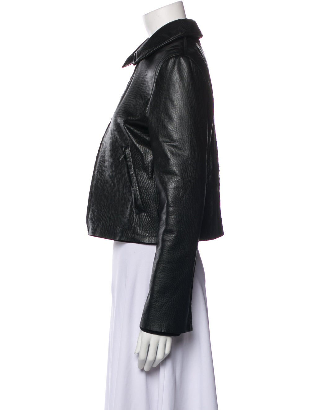 Acne Studios Leather Biker Jacket Black Pointed Collar - Gem