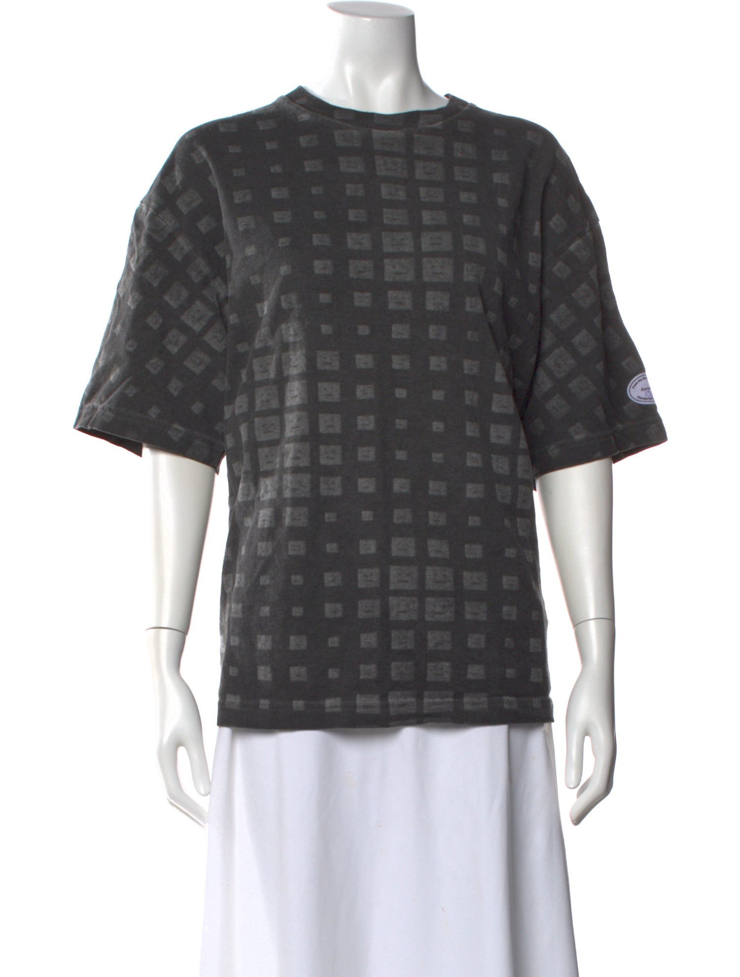 Acne Studios Patterned Crew Neck T-Shirt - Grey Tops, Clothing ...