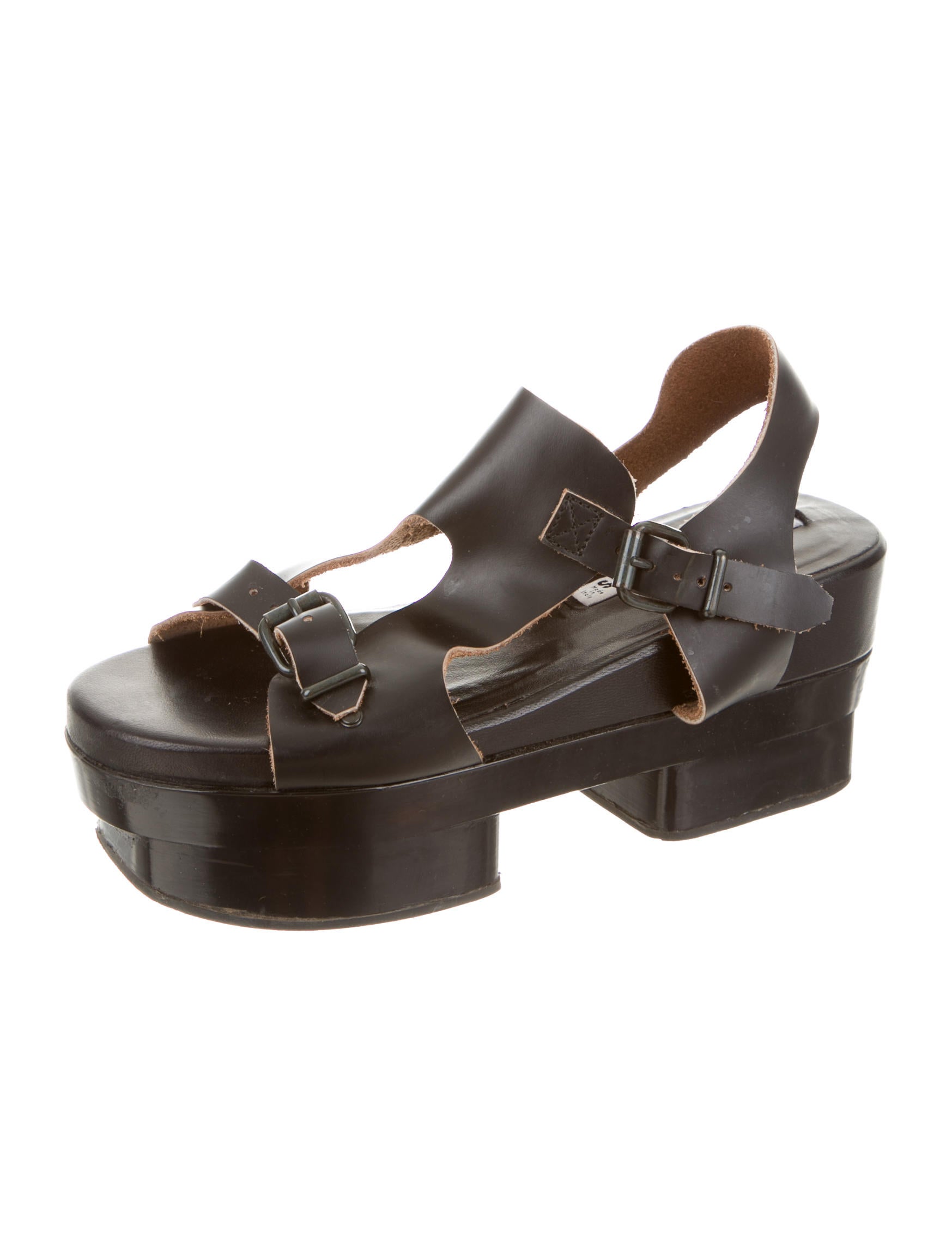 Acne Studios Acne Leather Platform Sandals - Black Sandals, Shoes ...
