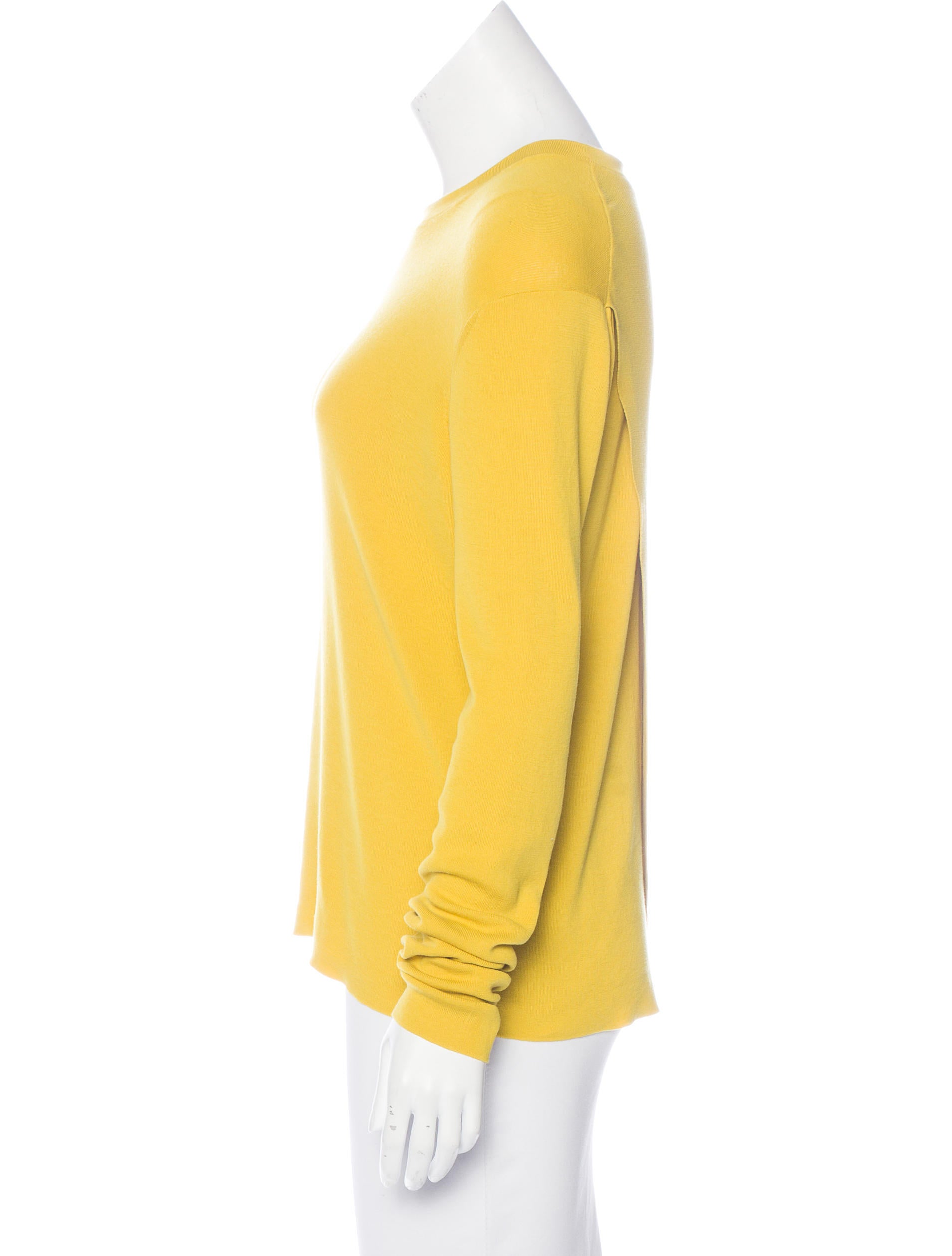 Acne Studios Long Sleeve Crew-Neck Sweater - Yellow Knitwear, Clothing ...