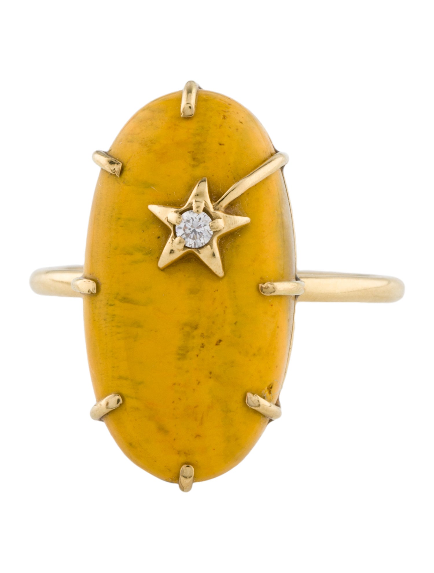 Andrea Fohrman 18K Calcite & Diamond Cocktail Ring - 18K Yellow Gold ...