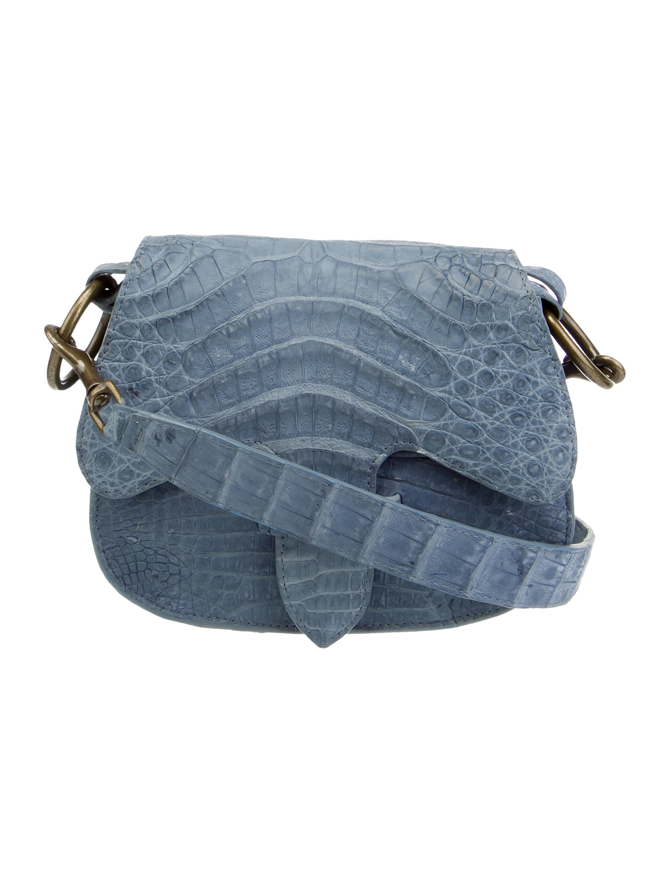 Adriana Castro Flap Top Crocodile Crossbody Bag - Blue Crossbody Bags ...