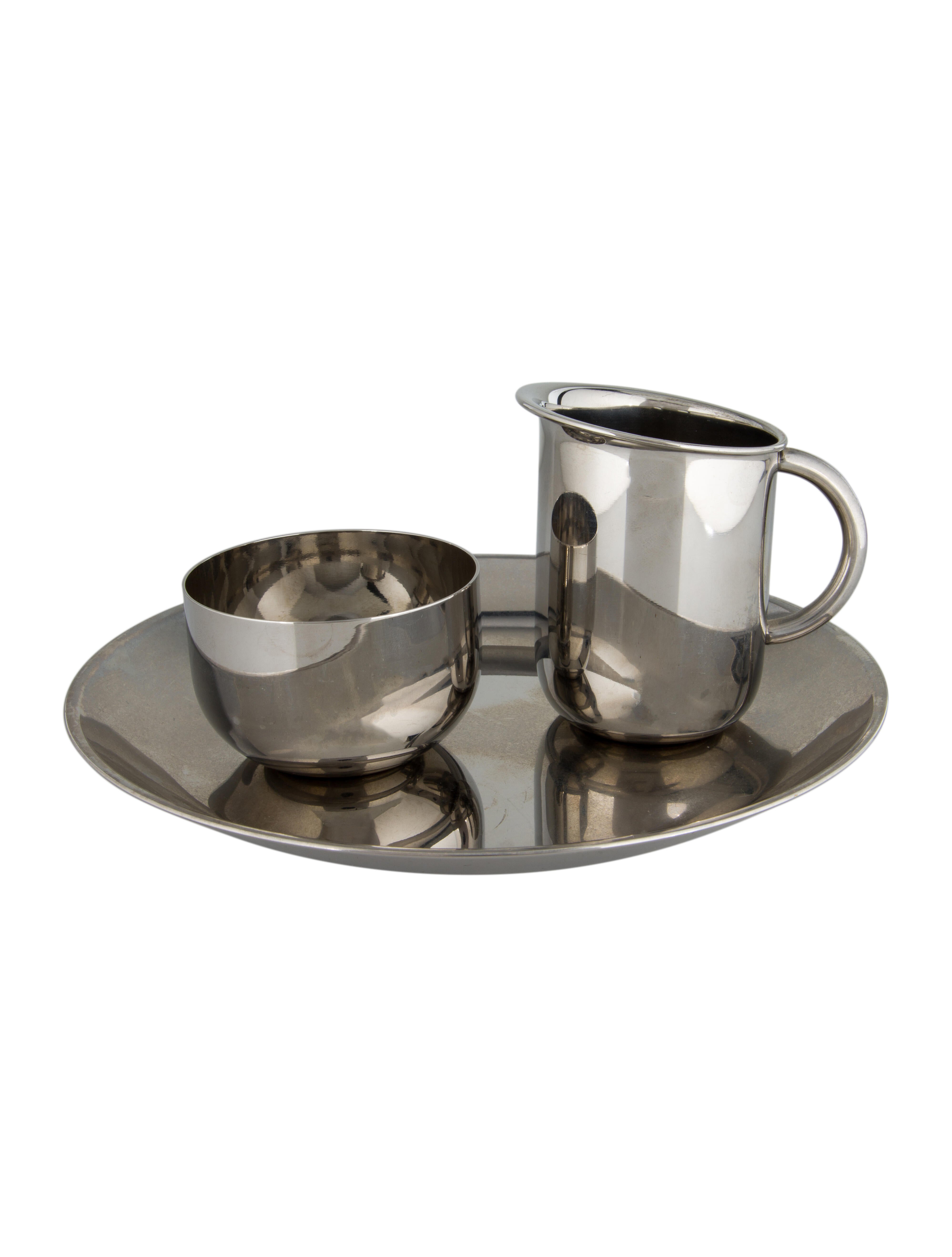 Alessi 3-Piece Bauhaus Sugar and Creamer Set - Silver Serveware ...