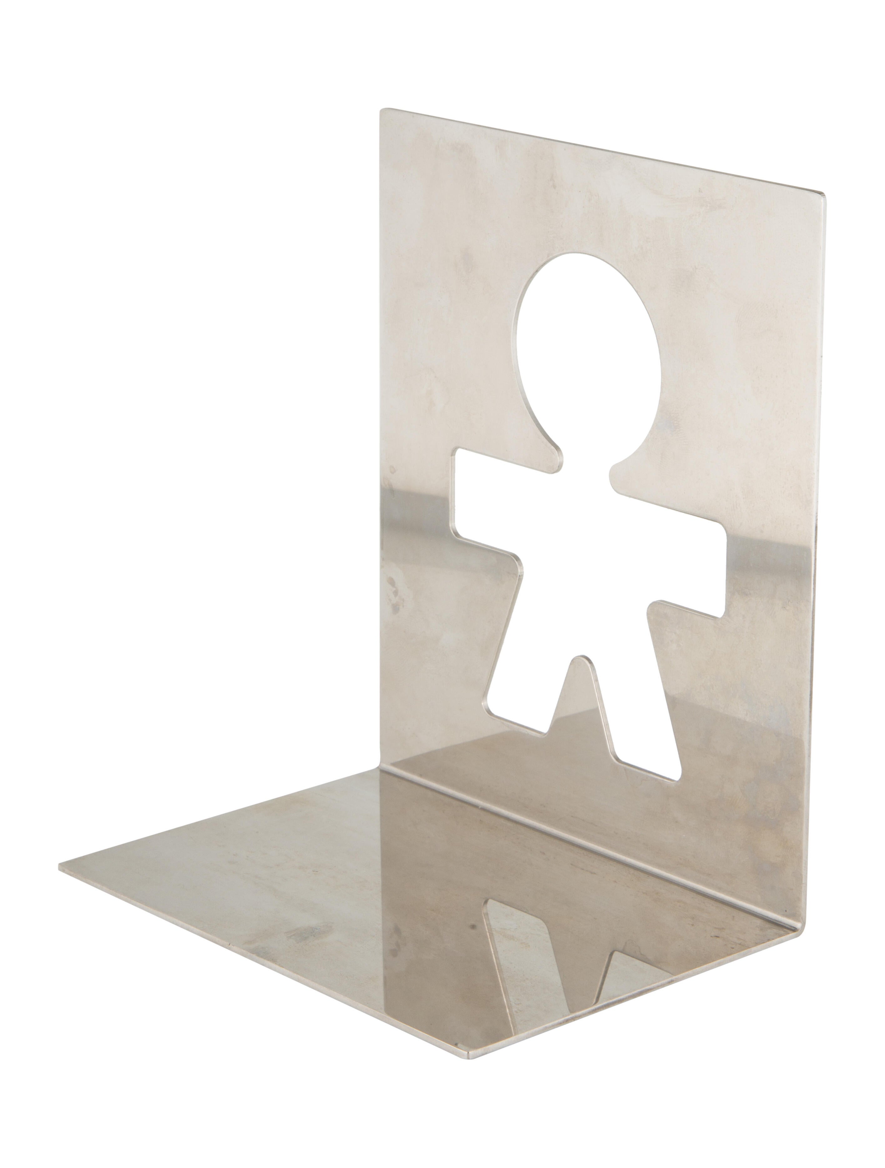 Alessi Pair Of Stainless Steel Girotondo Bookends - Silver, 2 pieces ...