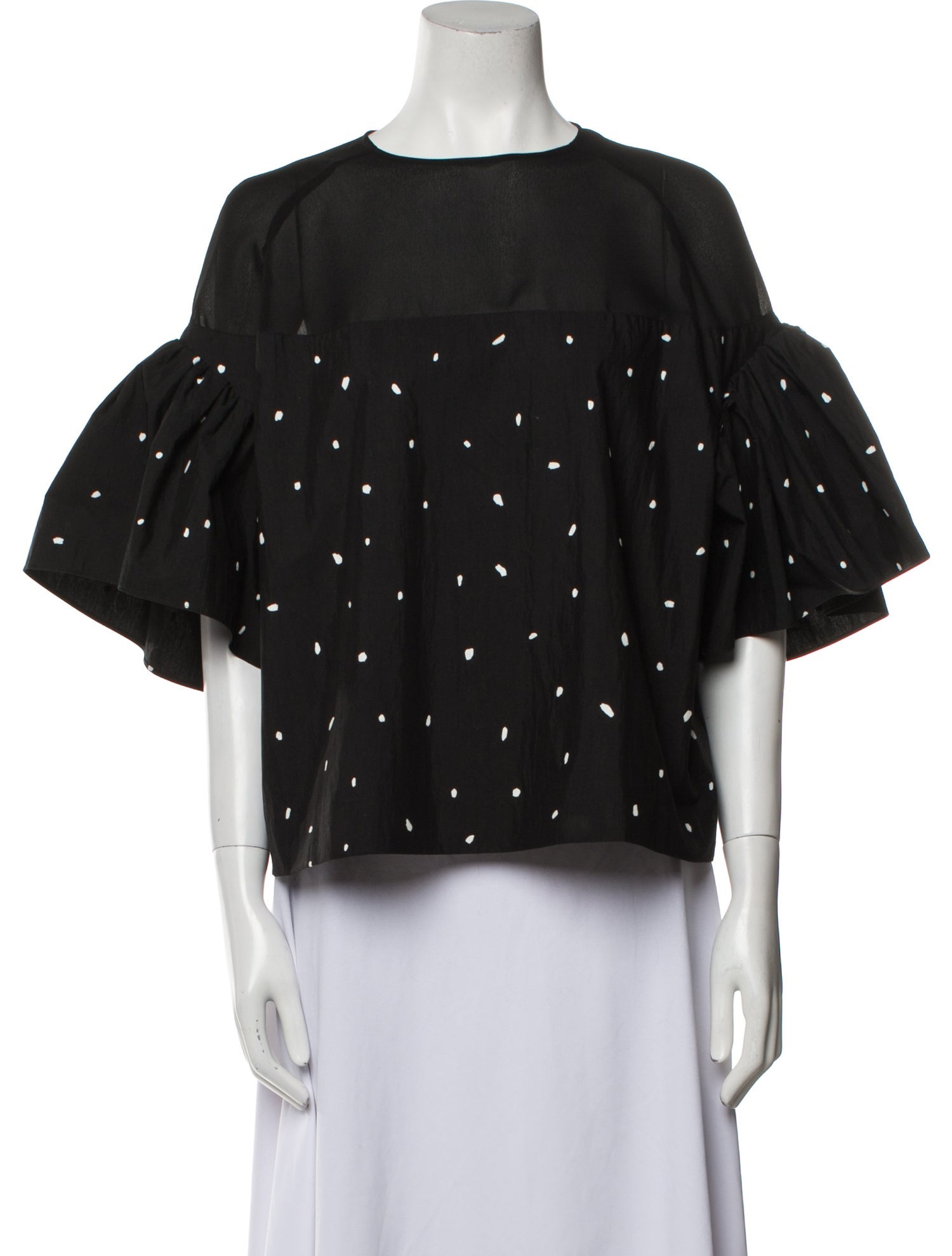 Akira Naka Printed Bateau Neckline Blouse - Black Tops, Clothing - AKNAK20498 | The RealReal