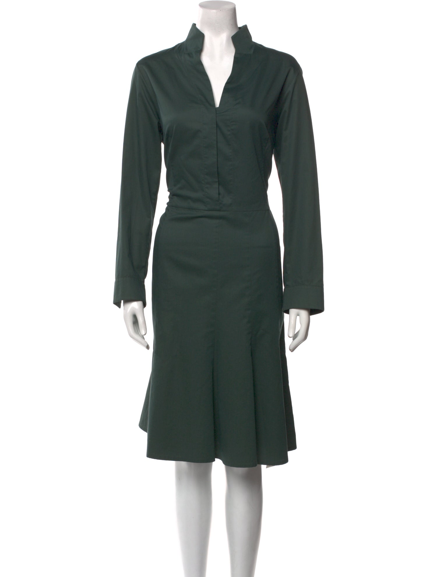 Akris V-Neck Midi Length Dress - Green Dresses, Clothing - AKR138261 ...