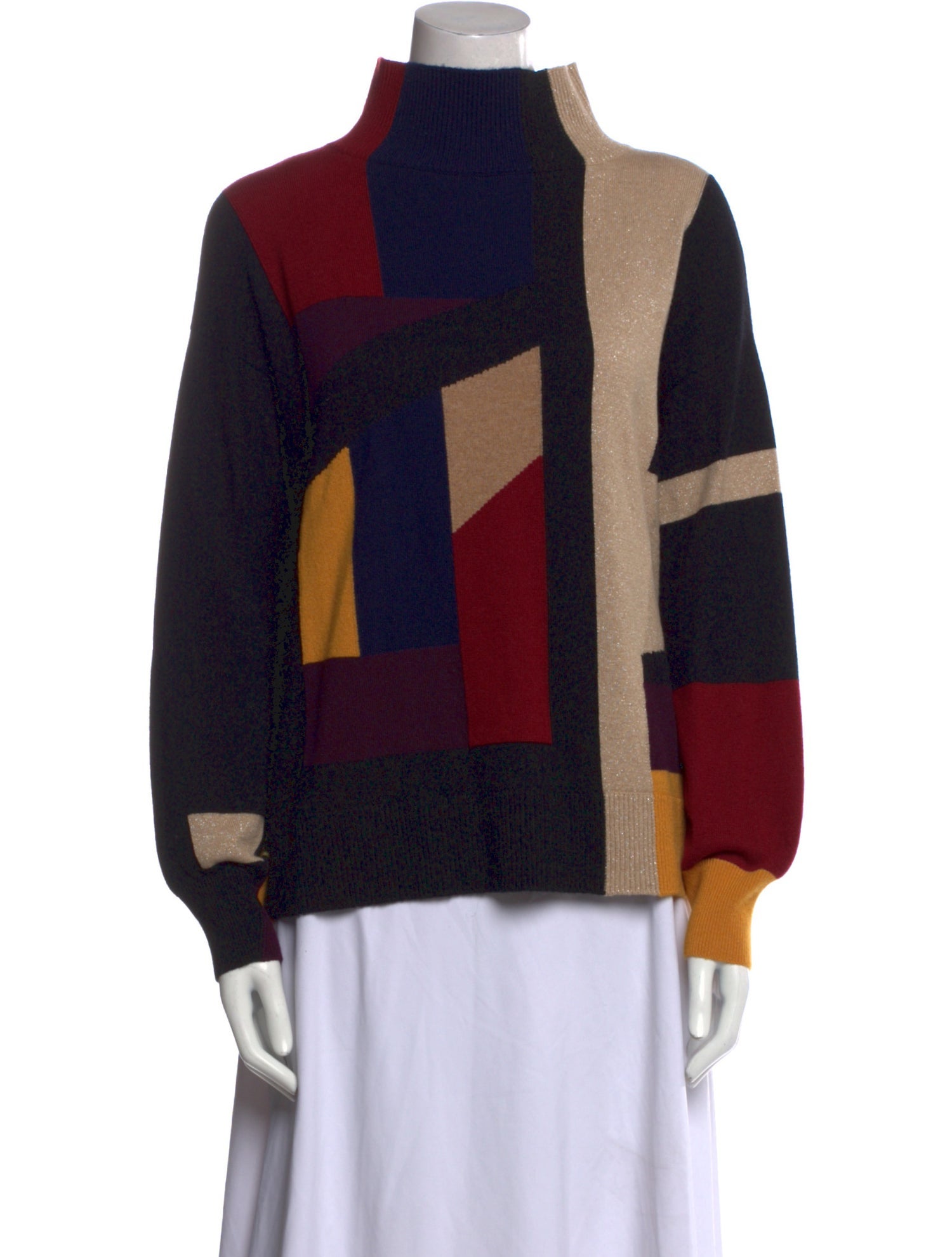 Akris Cashmere Colorblock Pattern Sweater w/ Tags - Black Knitwear ...