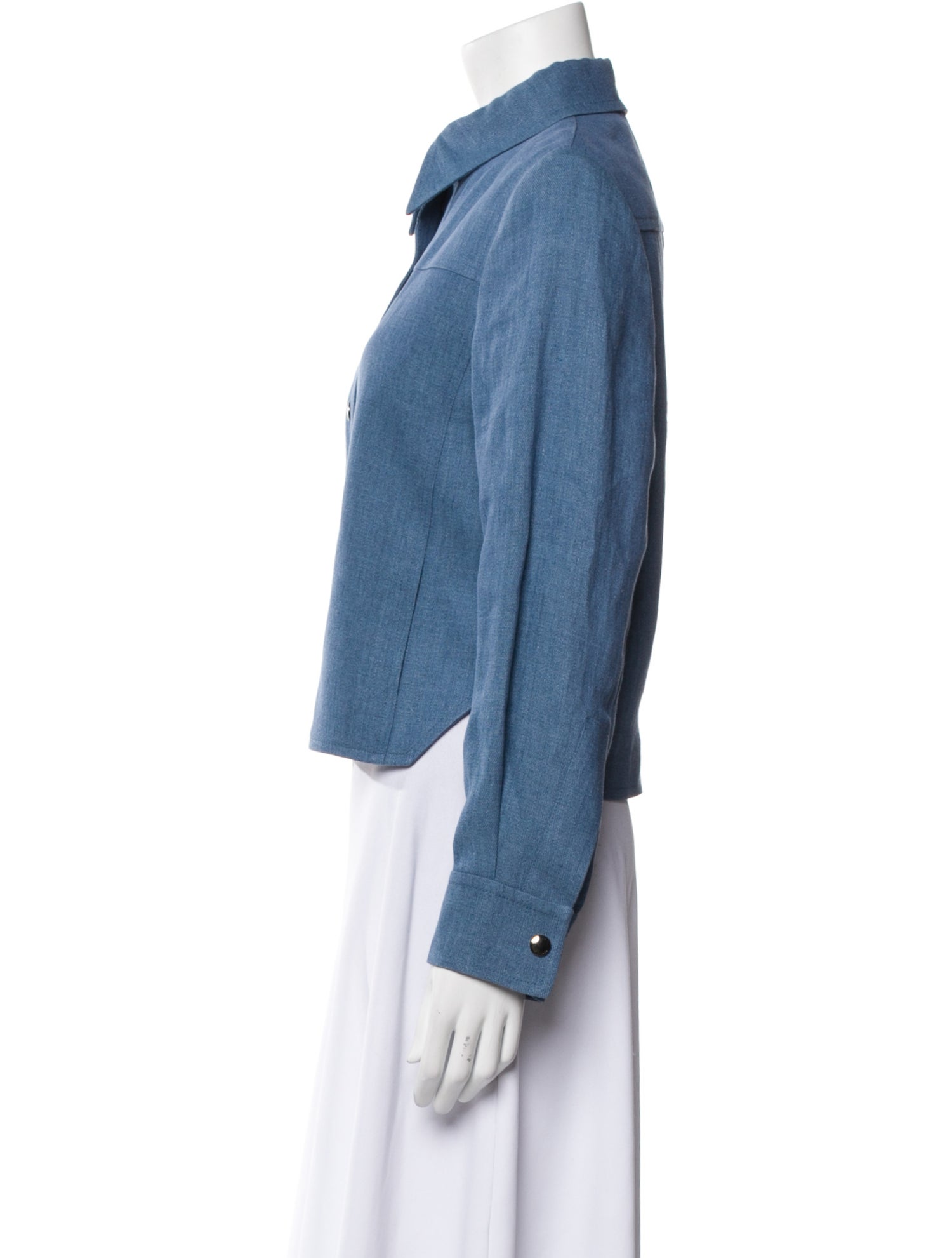 Akris Linen Denim Jacket w/ Tags - Blue Jackets, Clothing - AKR140400 ...