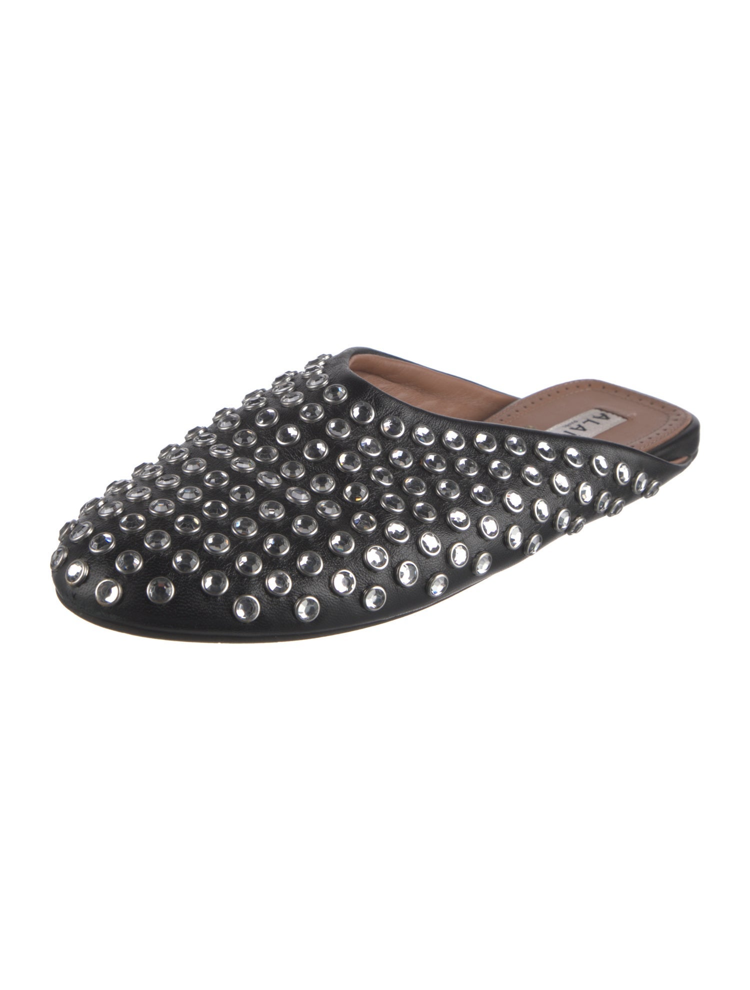 Alaïa Leather Crystal Embellishments Mules - White Flats, Shoes ...