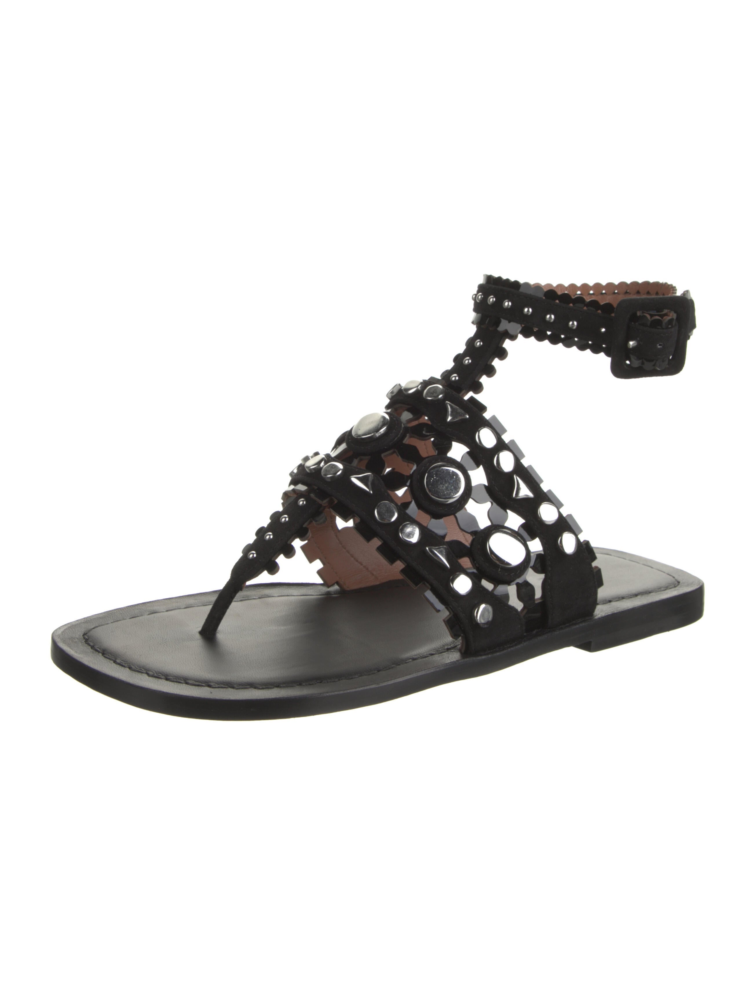 Alaïa Studded Leather Sandals - Black Sandals, Shoes - AL231252 | The ...