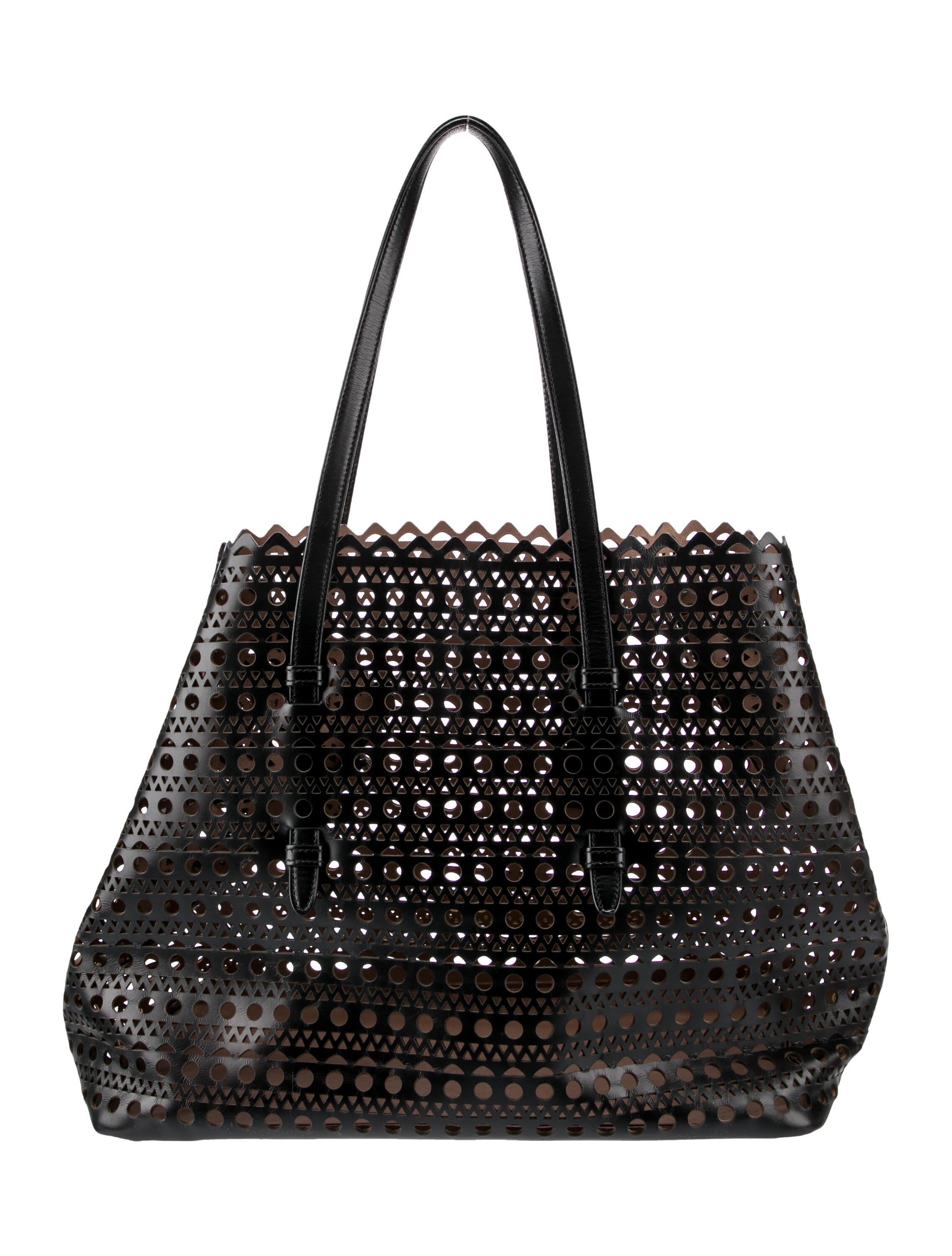Alaïa Laser Cut Leather Shoulder Bag - White Totes, Handbags - AL290394 ...