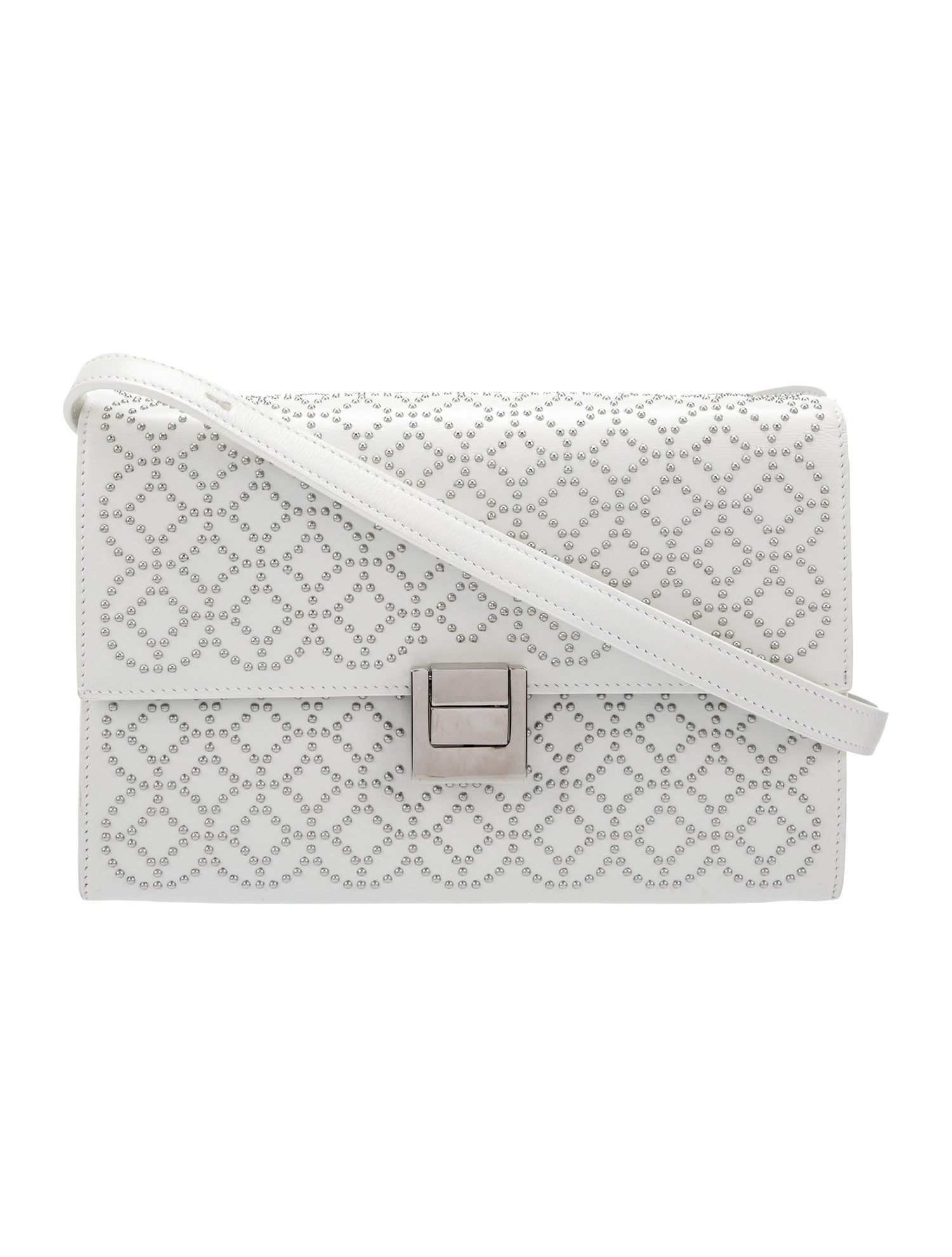 Alaïa Stud Embellished Leather Shoulder Bag - White Shoulder Bags ...