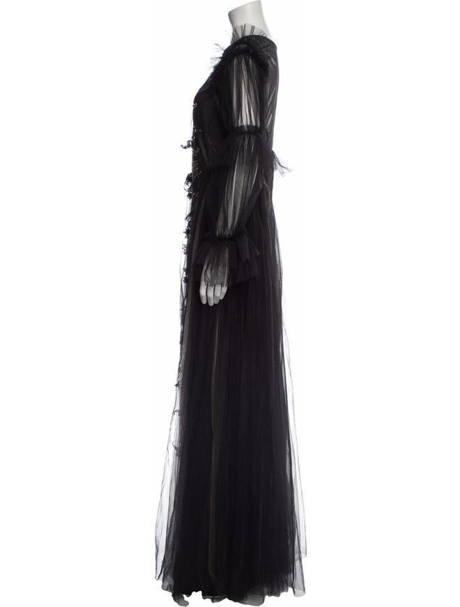 Alberta Ferretti Bateau Neckline Long Dress - Black Dresses, Clothing ...