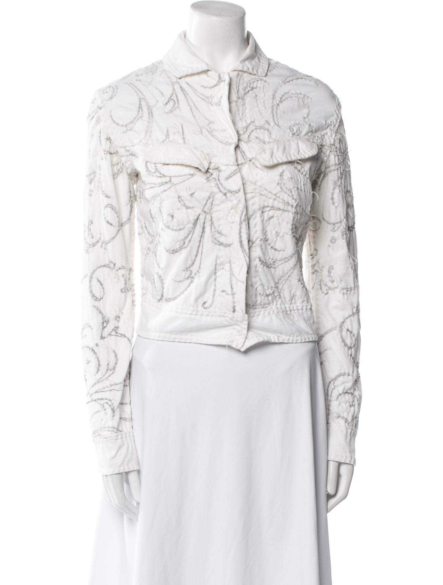 Alabama Chanin Upcycled Printed Denim Jacket - White Jackets, Clothing ...