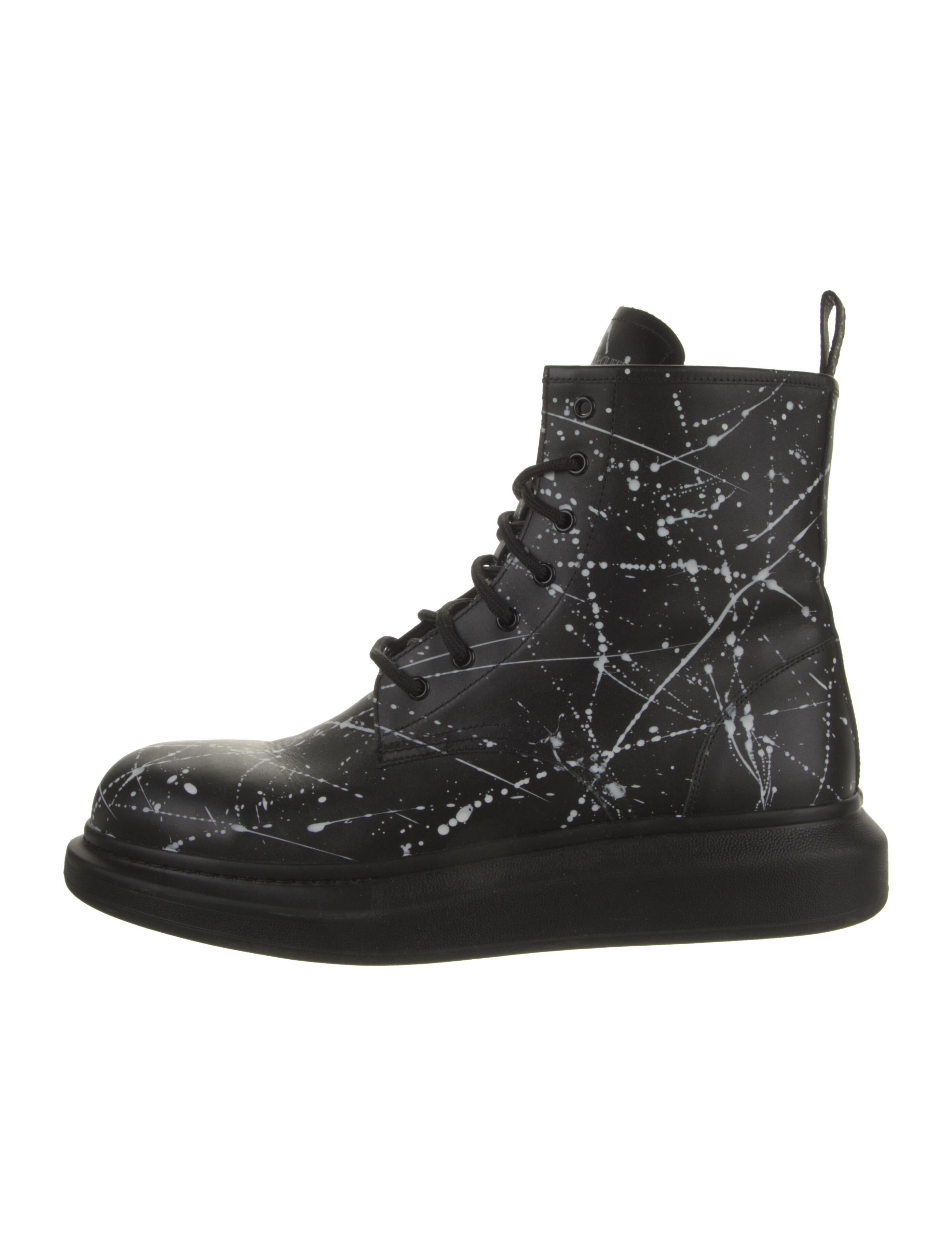 Alexander McQueen Leather Combat Boots - Black Boots, Shoes - ALE135291 ...