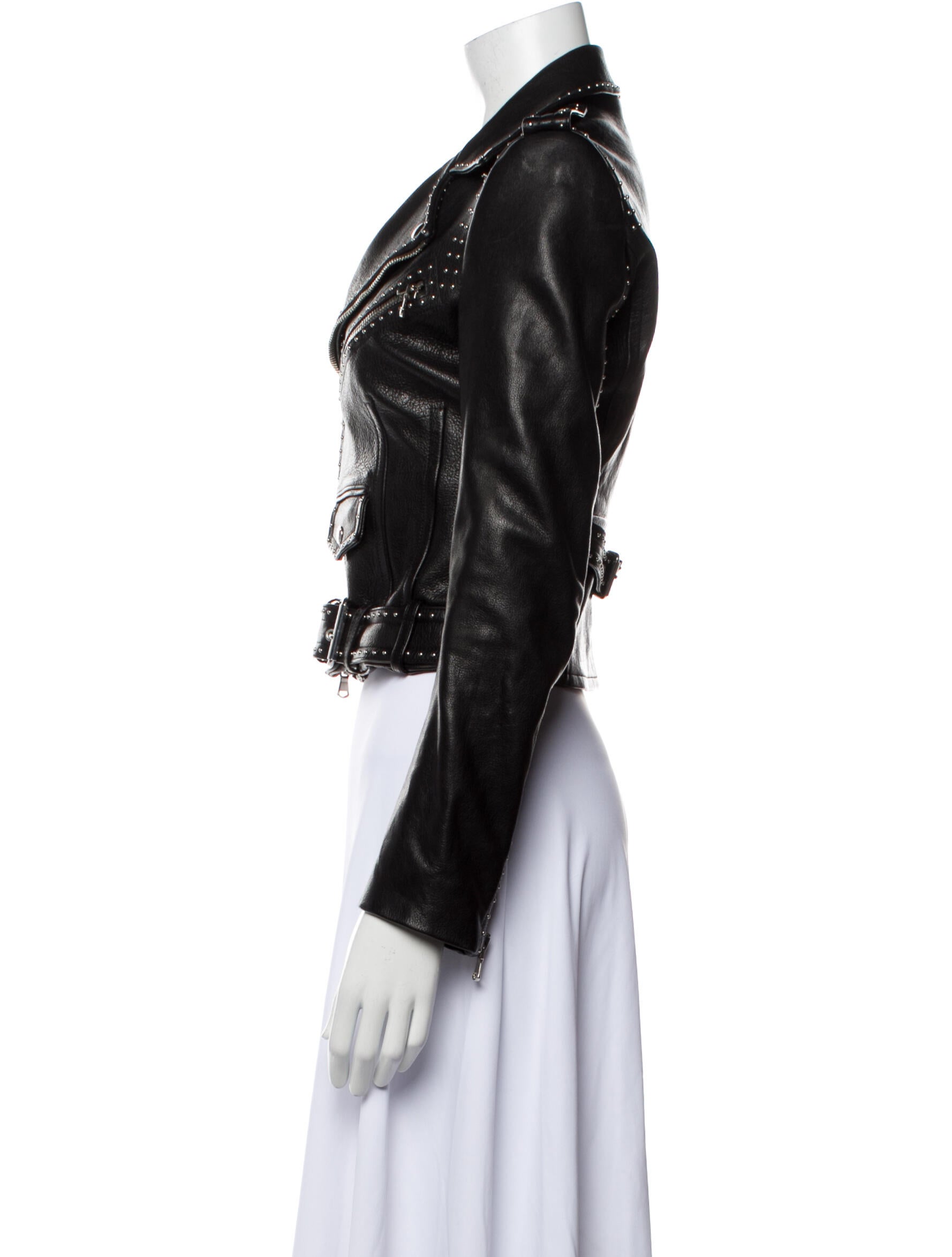 Alexander McQueen Leather Biker Jacket - Black Jackets, Clothing ...