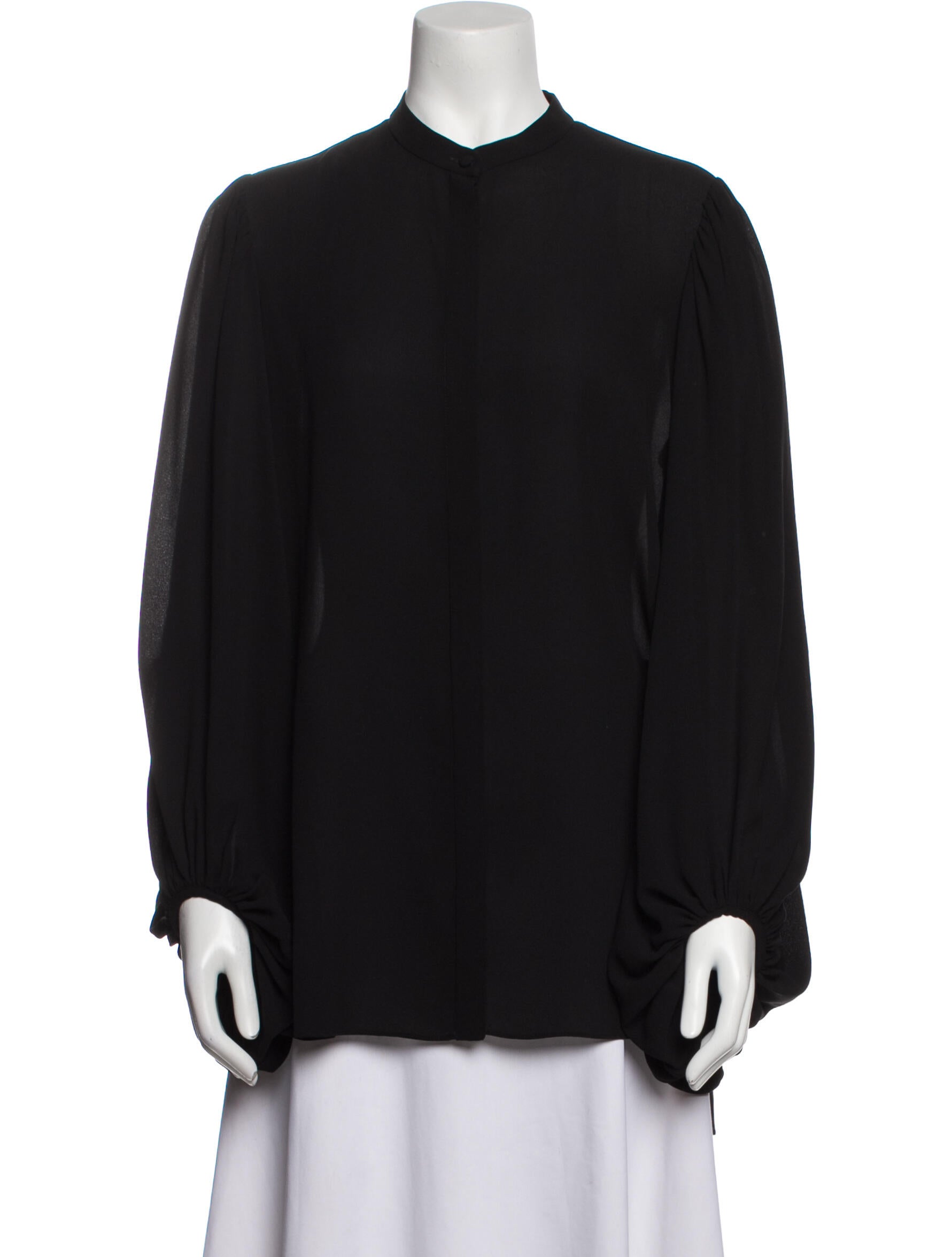 Alexander McQueen Silk Mock Neck Blouse - Black Tops, Clothing ...