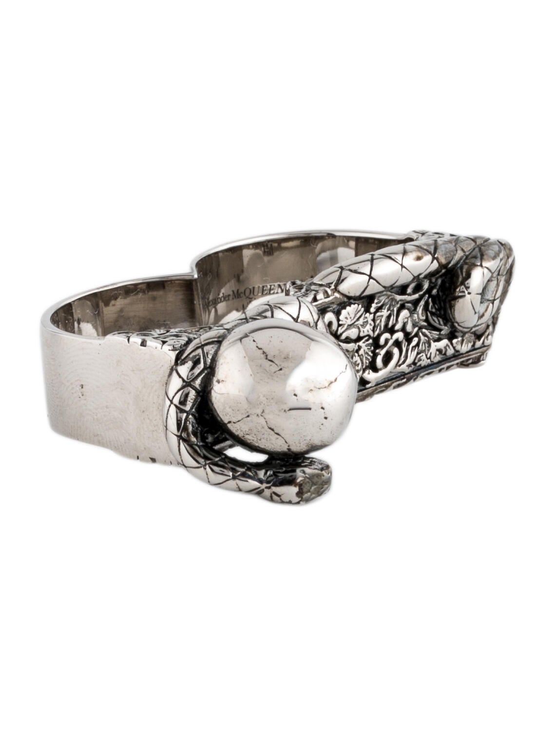 Alexander McQueen Skull & Snake Double Ring - Gold-Tone Metal Cocktail ...