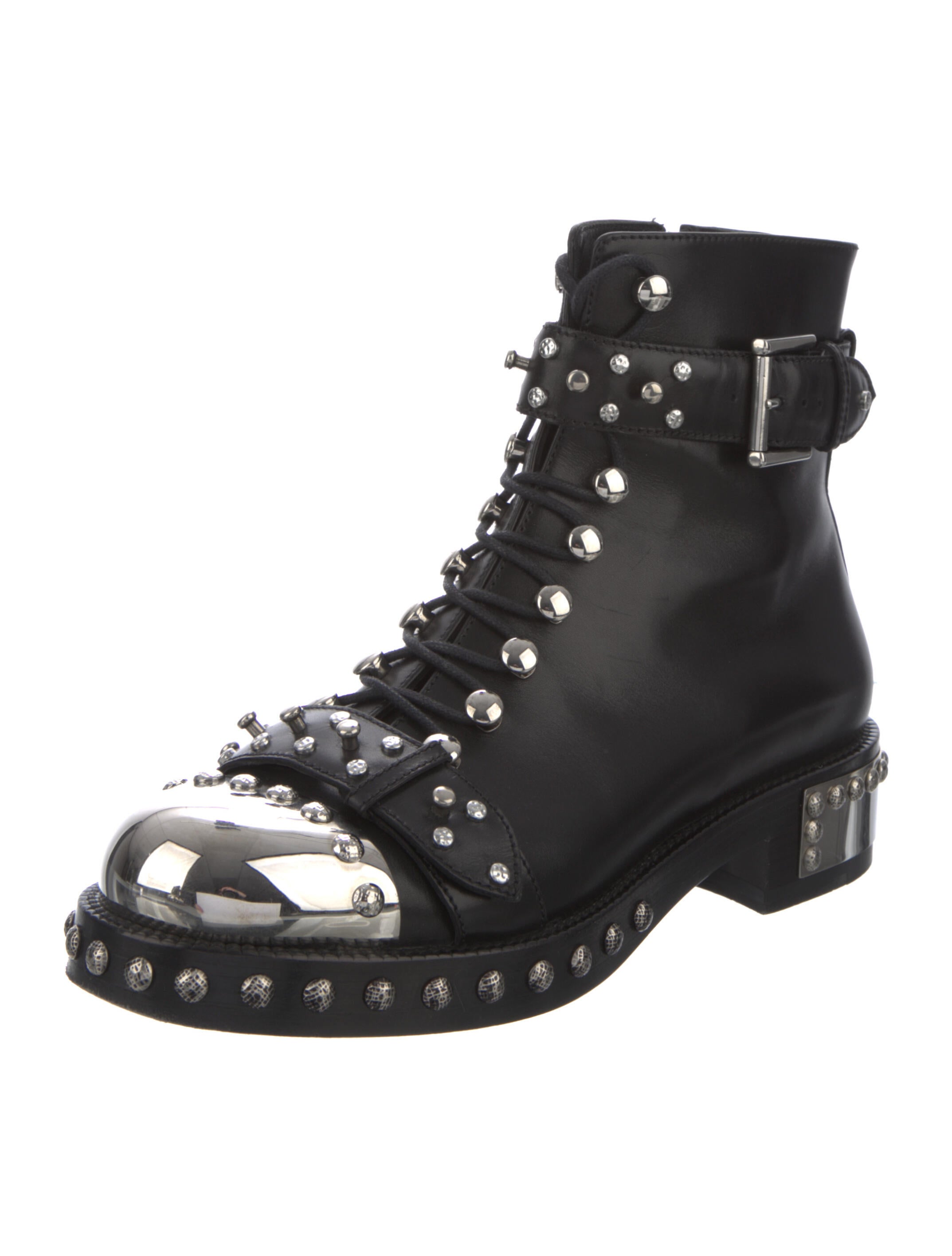 Alexander McQueen Studded Accents Combat Boots - Black Boots, Shoes ...