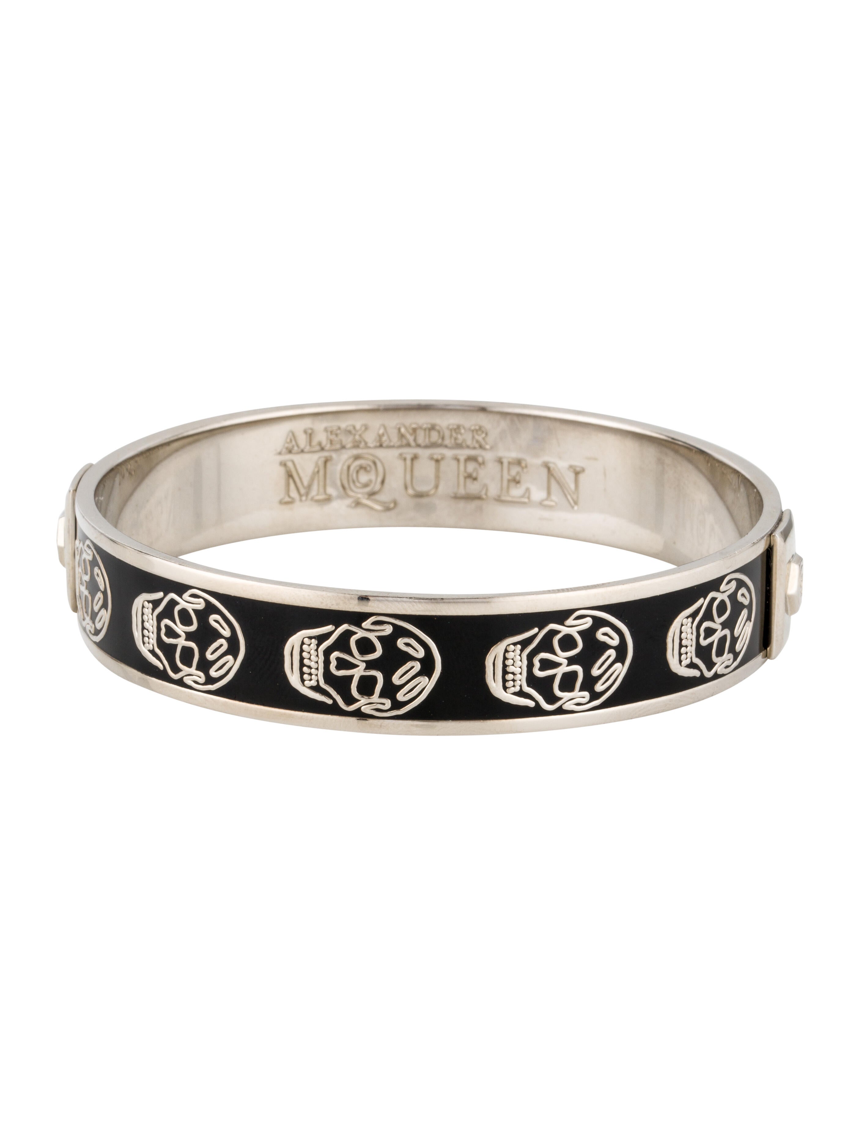 Alexander McQueen Enamel Logo Bangle Bracelet - Gold-Tone Metal Bangle ...