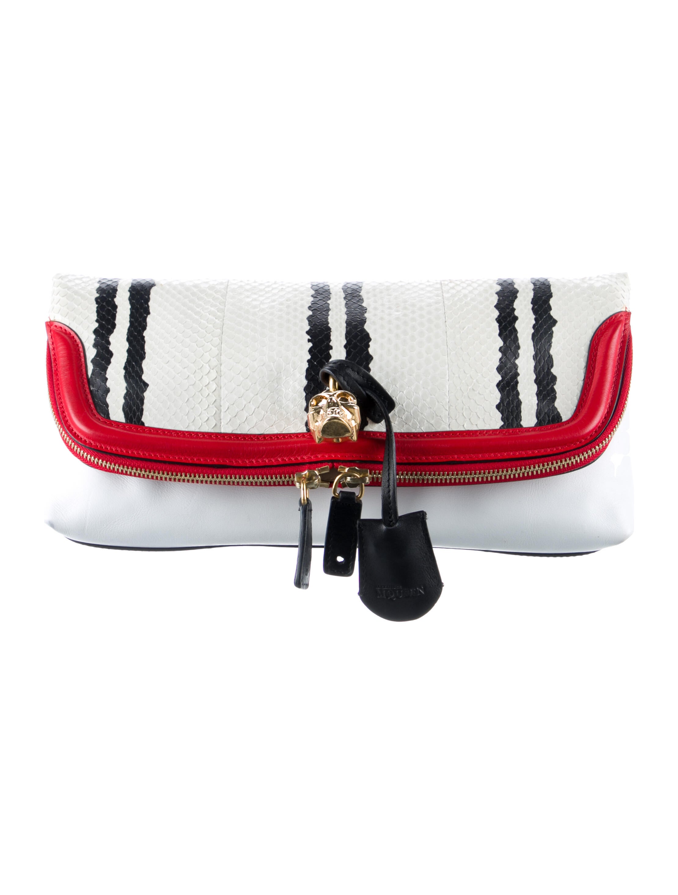 Alexander McQueen Snake Skin Leather Clutch - Neutrals Clutches ...