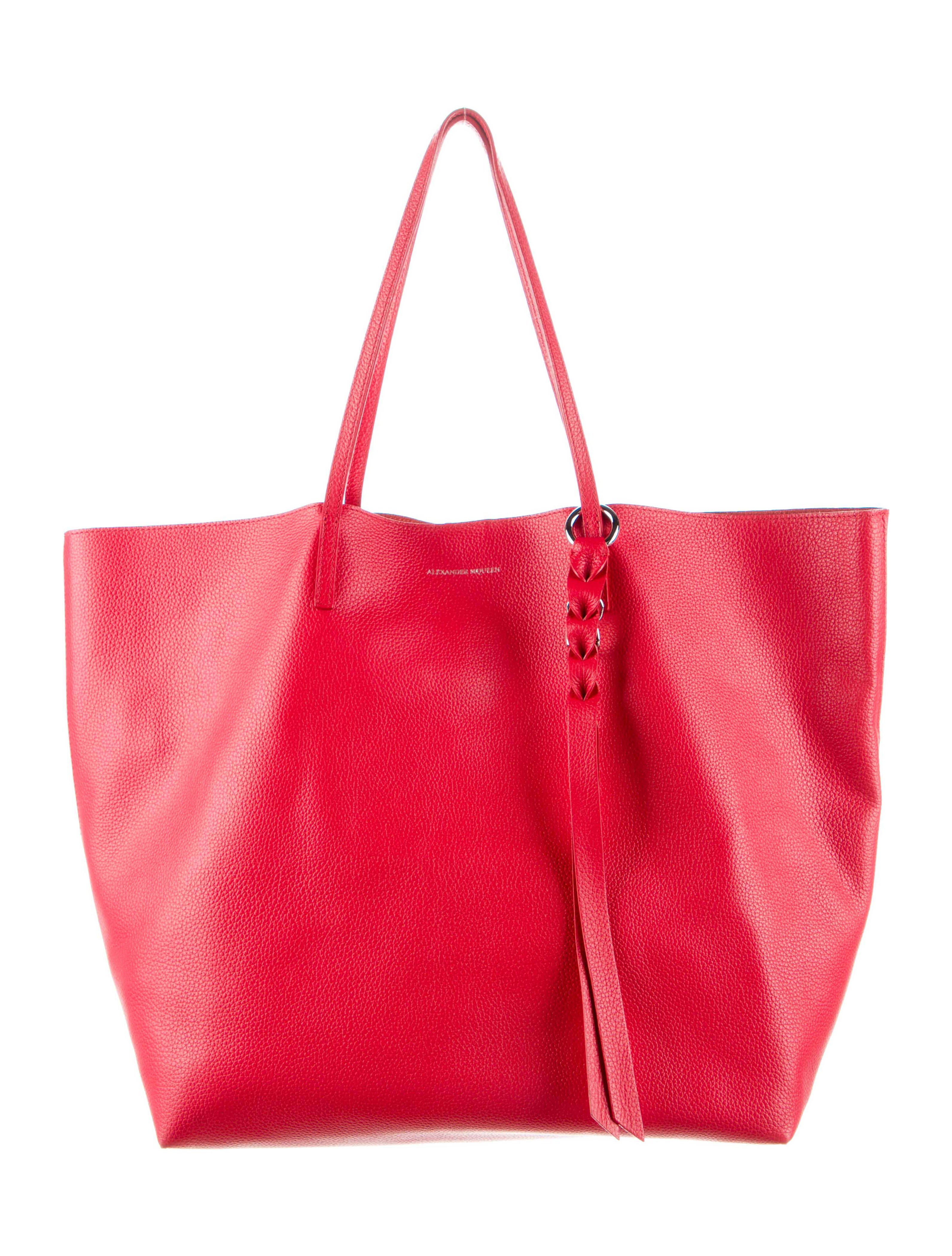 Alexander McQueen Grained Leather Tote - Red Totes, Handbags ...
