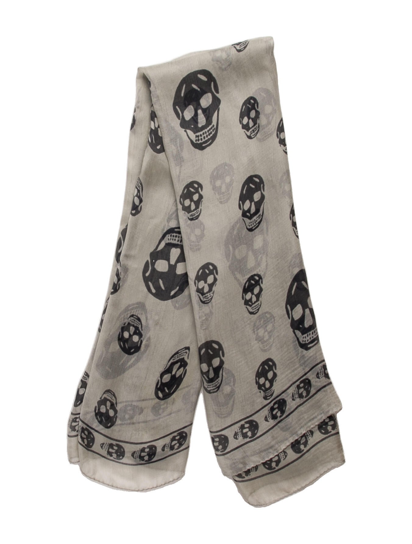 Alexander McQueen Silk Skull Scarf - Grey Scarves and Shawls ...