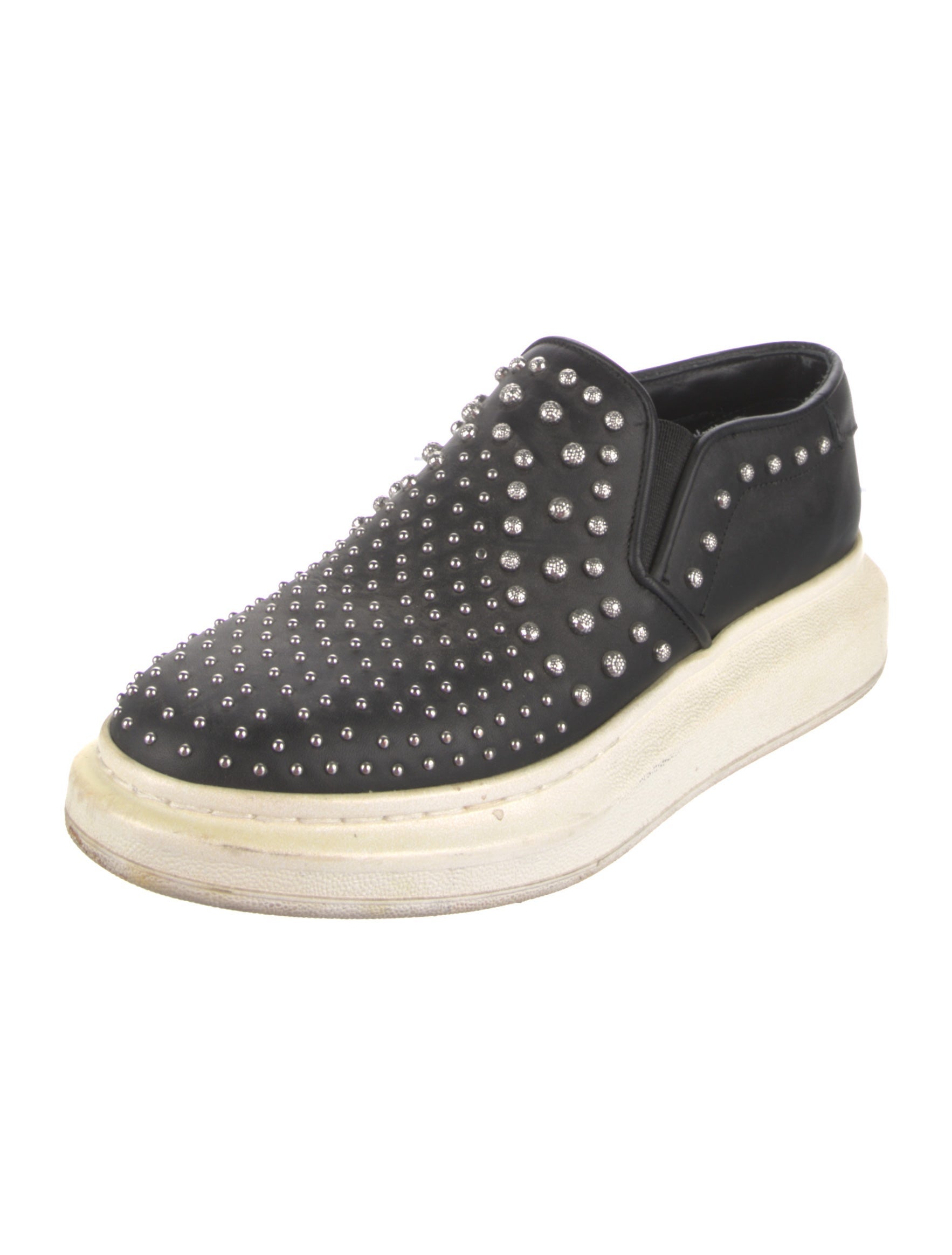 Alexander McQueen Leather Studded Accents Sneakers - Black Sneakers ...