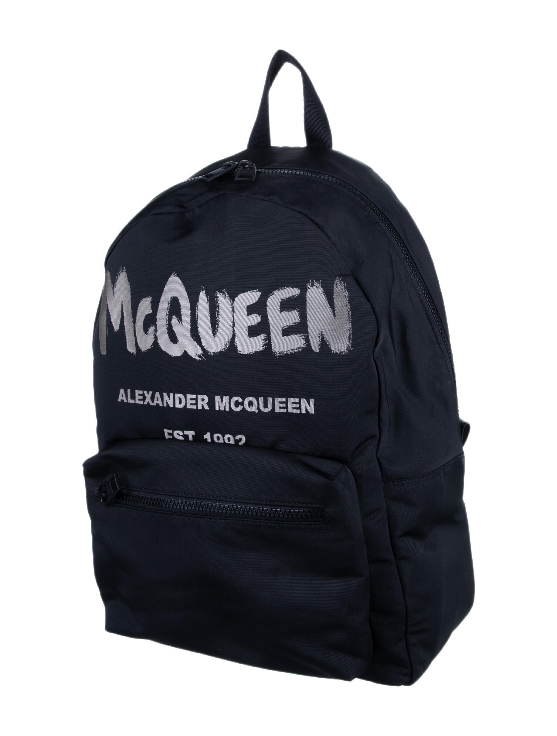 Alexander McQueen Metropolitan Graffiti Logo Backpack - Black Backpacks ...