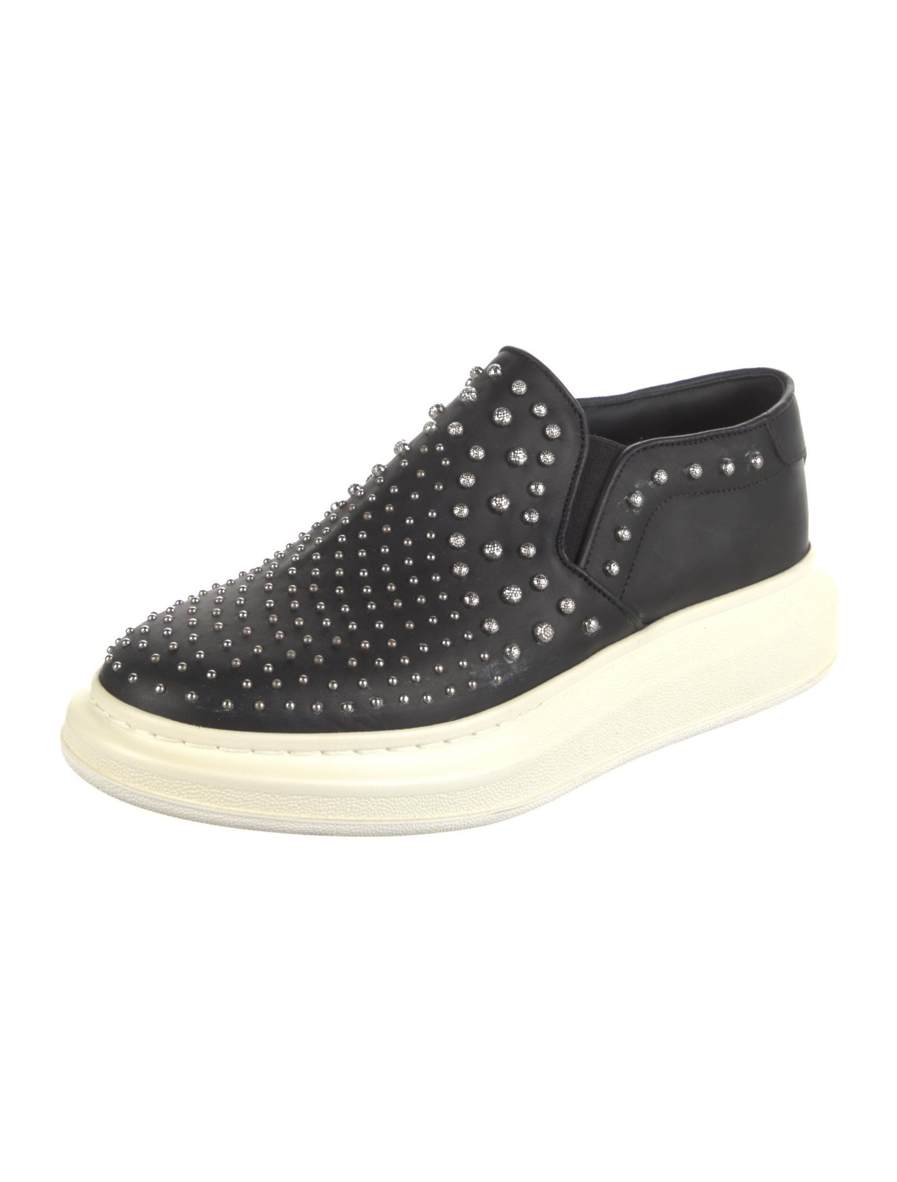 Alexander McQueen Leather Studded Accents Sneakers - Black Sneakers ...