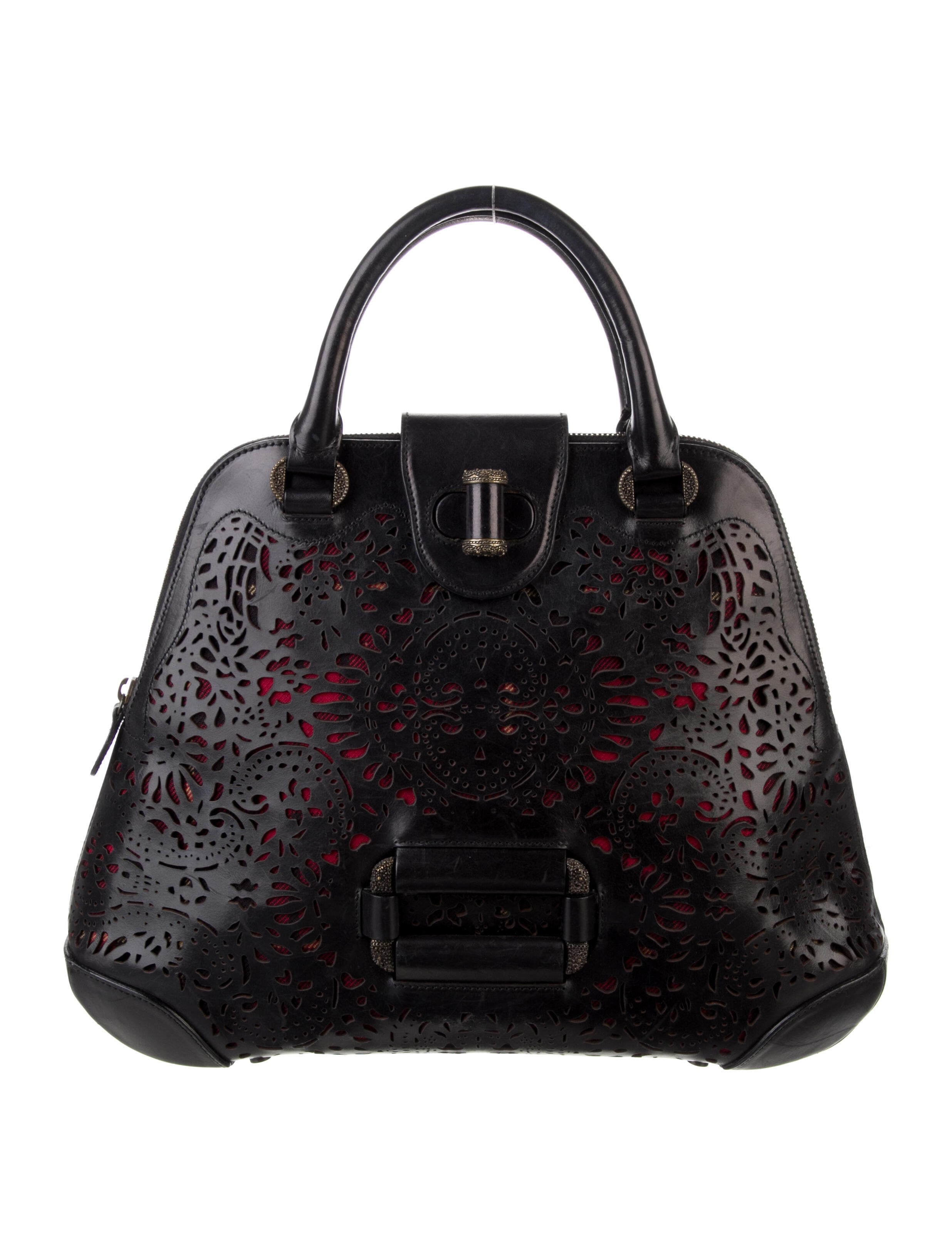 Marc Jacobs Leather Kiss-Lock Satchel - Green Satchels, Handbags ...