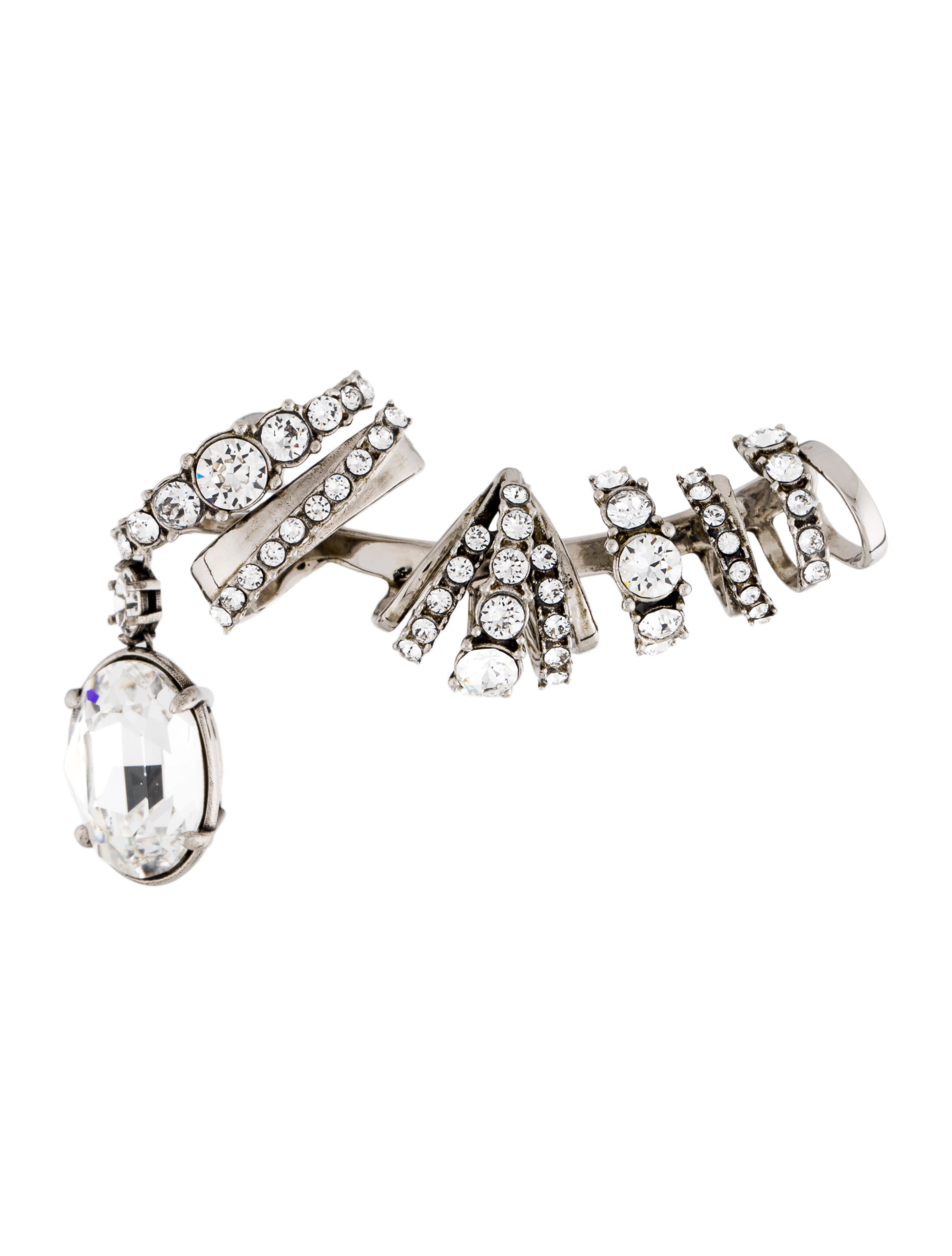 Fendi Crystal Baguette Single Ear Cuff - Brass Ear Cuff, Earrings ...