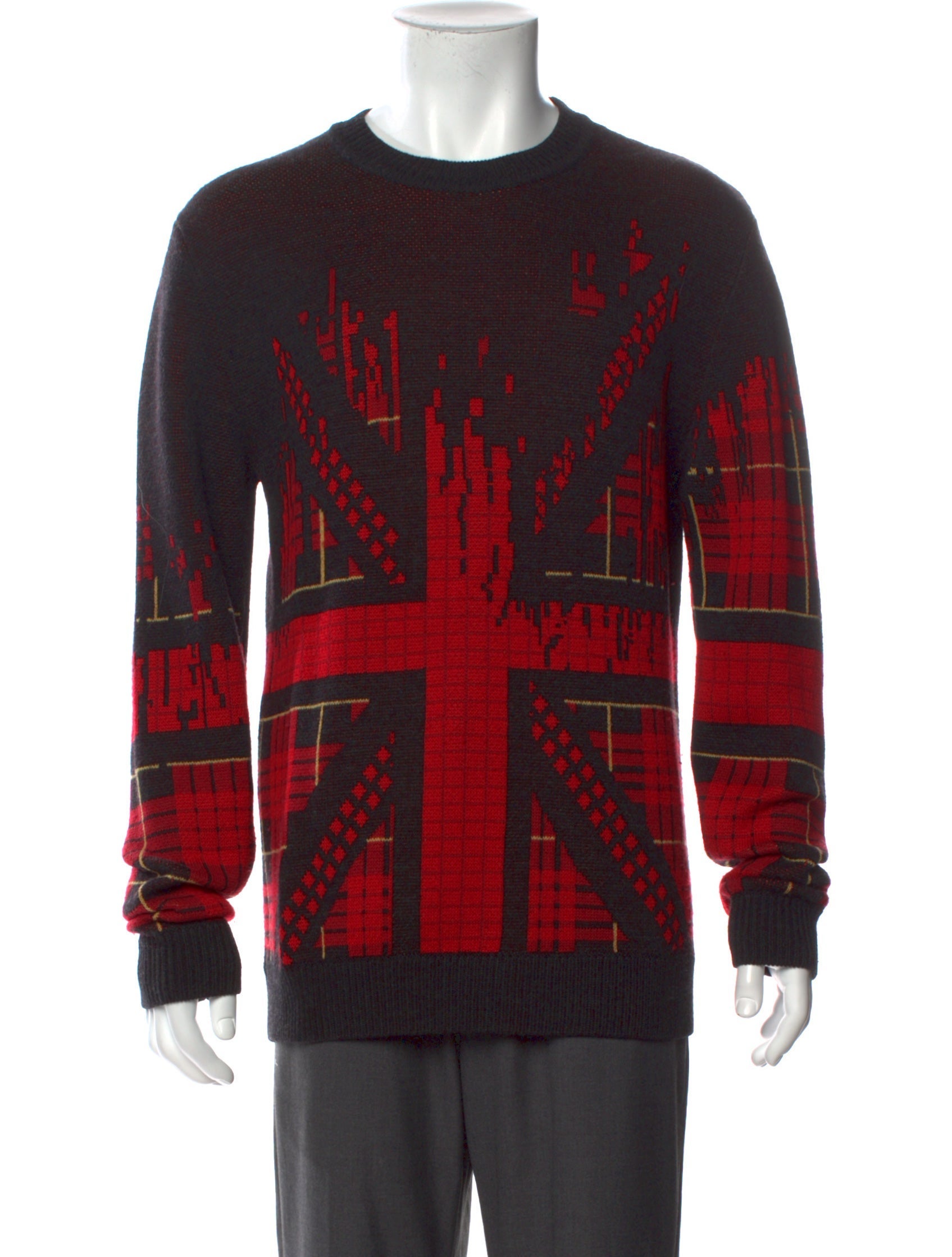 Alexander McQueen Printed Crew Neck Pullover - Red Sweaters, Clothing - ALE171771 | The RealReal