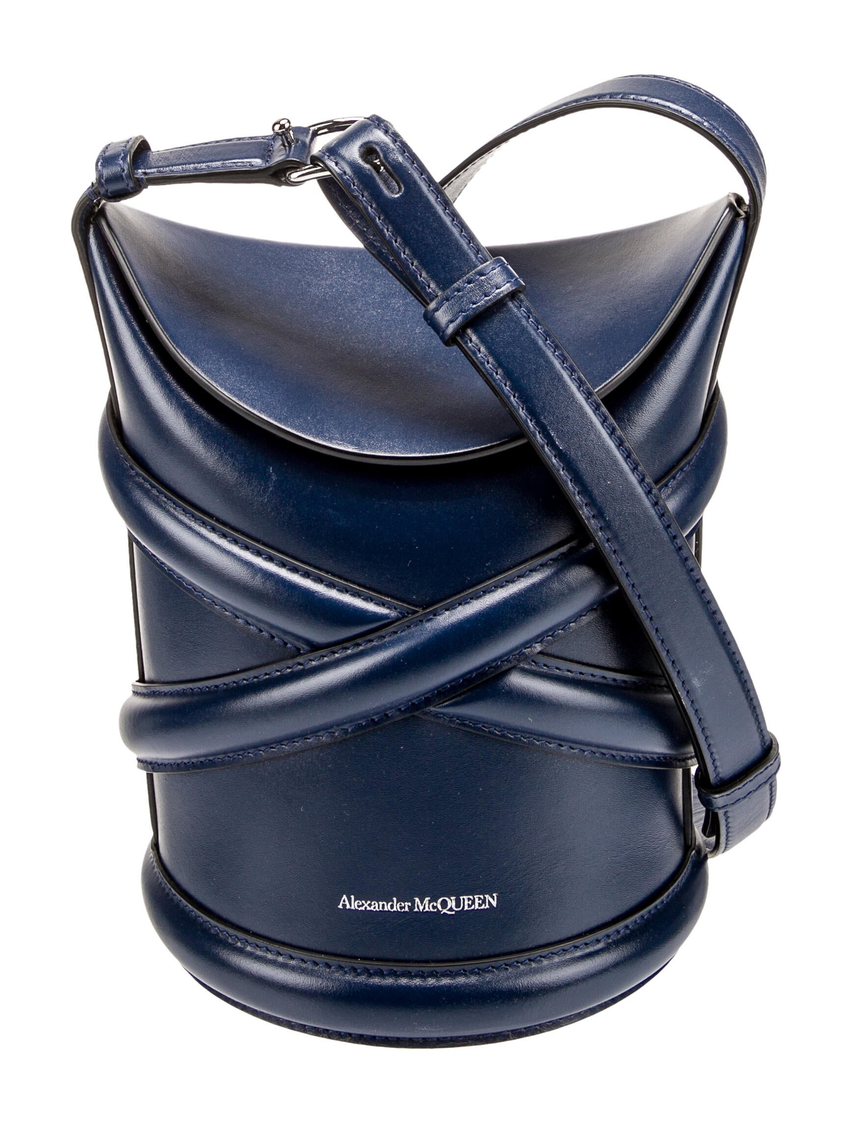 Alexander McQueen The Curve Leather Crossbody Bag - Blue Crossbody Bags ...