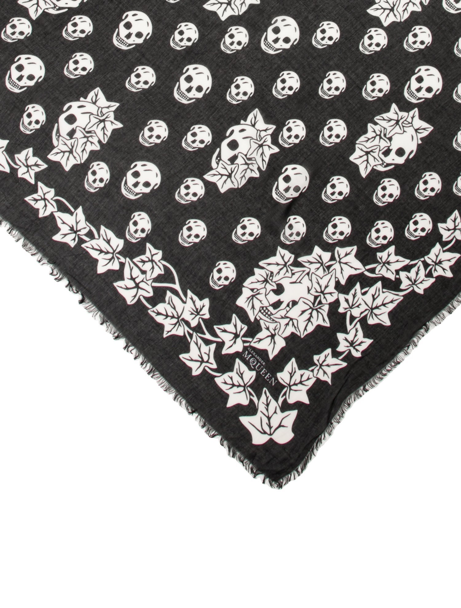 Alexander McQueen Silk Printed Scarf - Black Scarves and Shawls ...