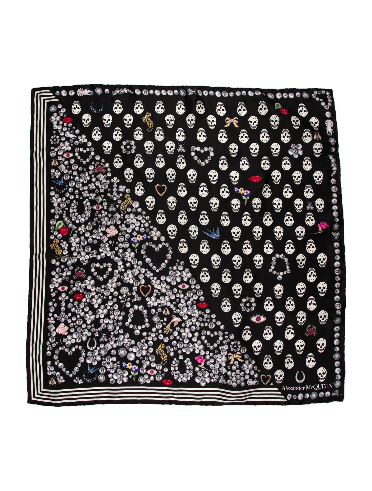 Alexander McQueen Silk Printed Scarf - Black Scarves and Shawls ...