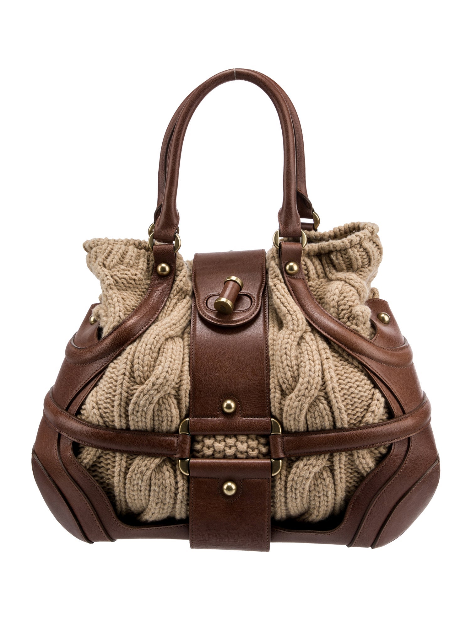 Alexander McQueen Novak Leather-Trimmed Handle Bag - Brown Handle Bags ...