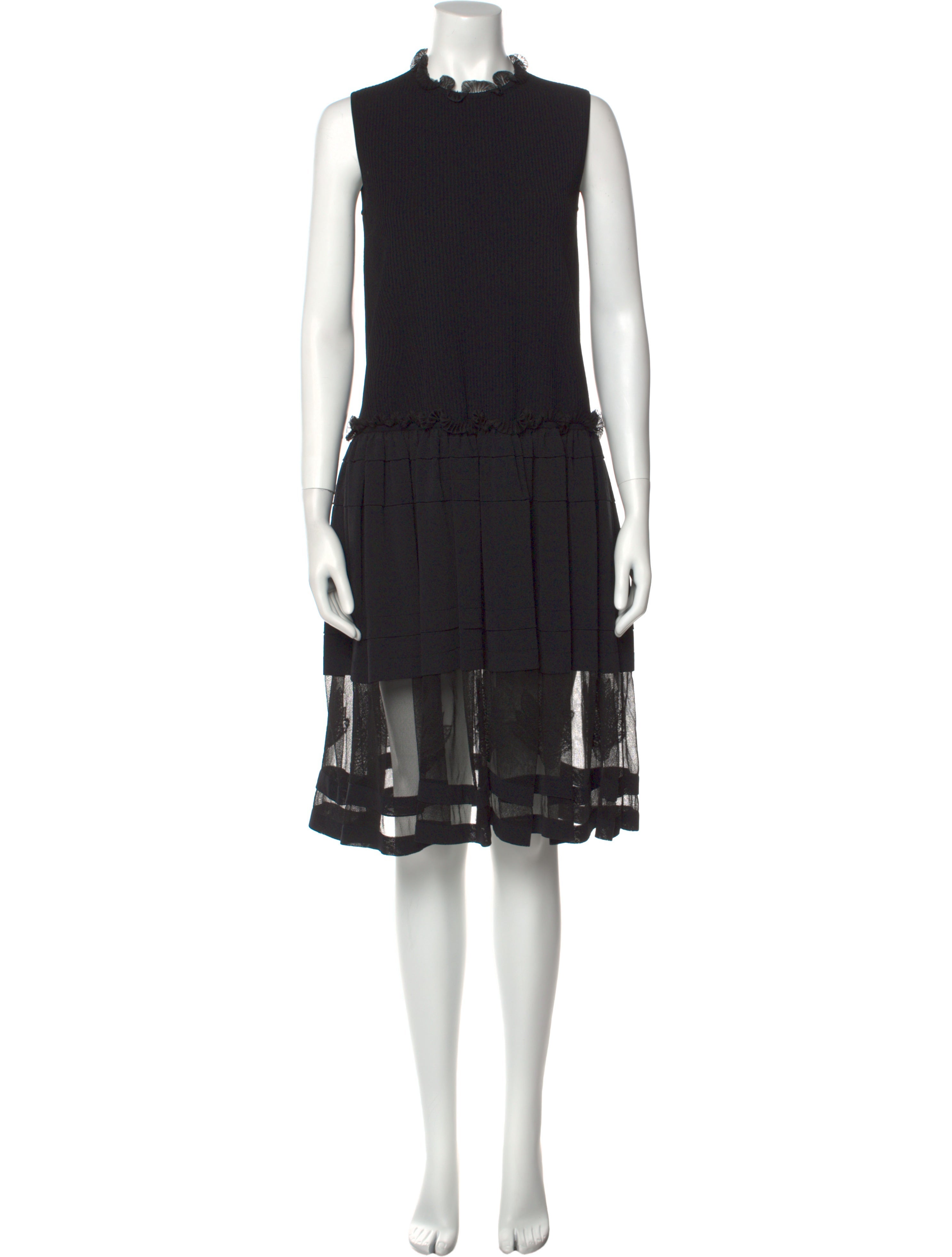 Alexander McQueen Mock Neck Knee-Length Dress - Black Dresses, Clothing ...
