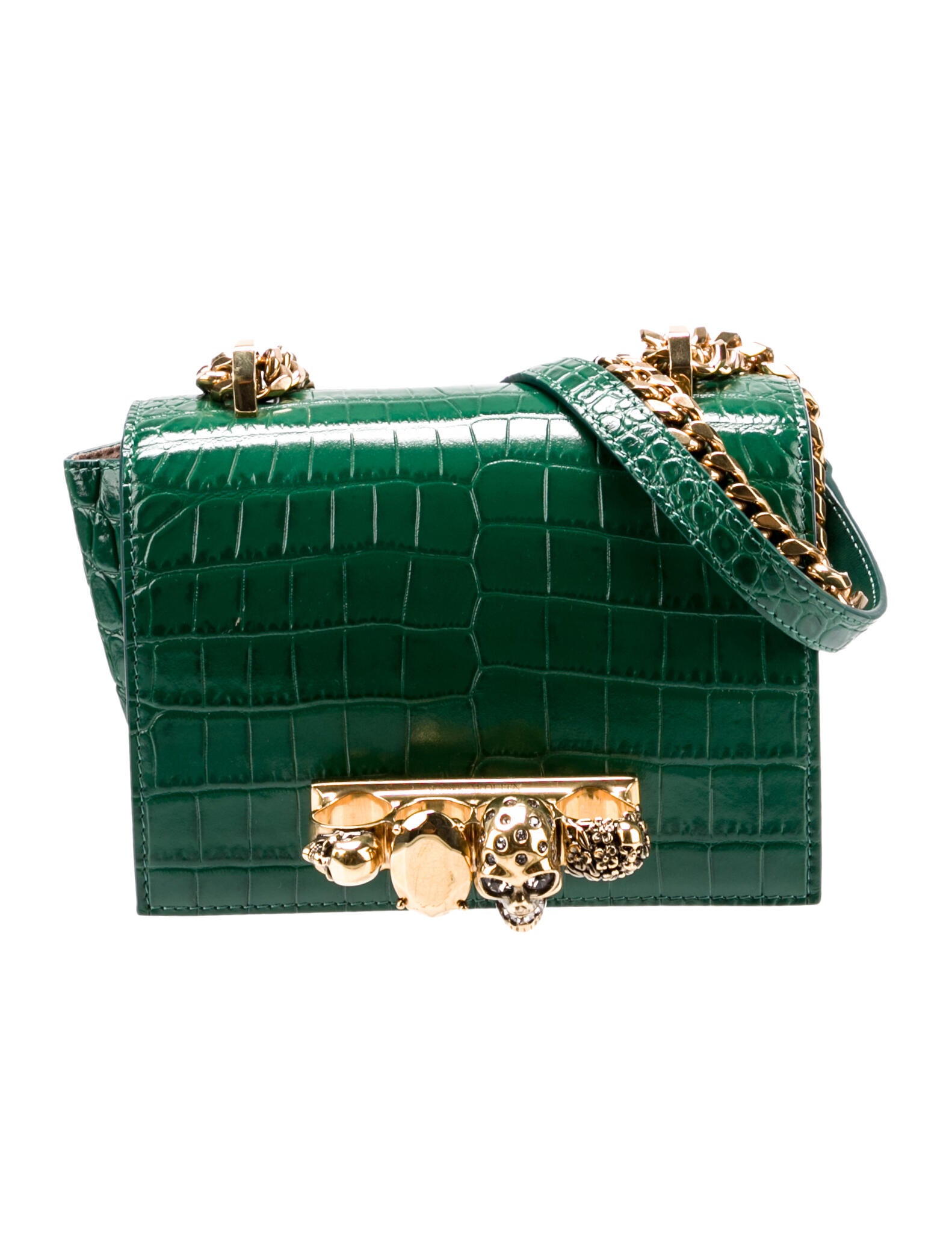 Alexander McQueen Small Skull Knuckle Duster Crossbody Bag - Green ...