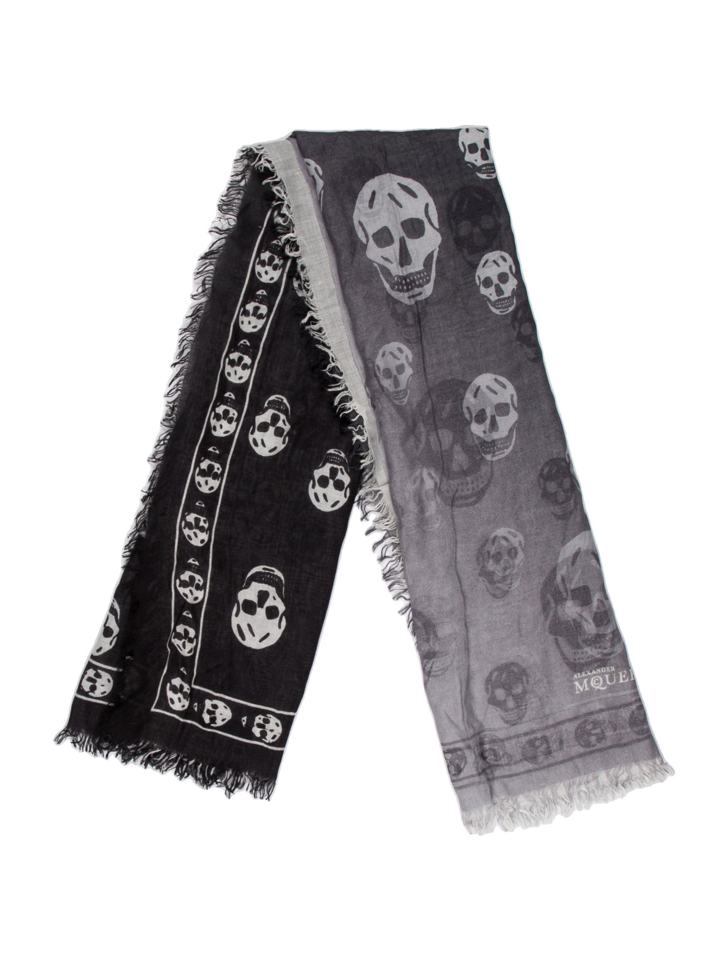 Alexander McQueen Silk Printed Scarf - Grey Scarves and Shawls ...