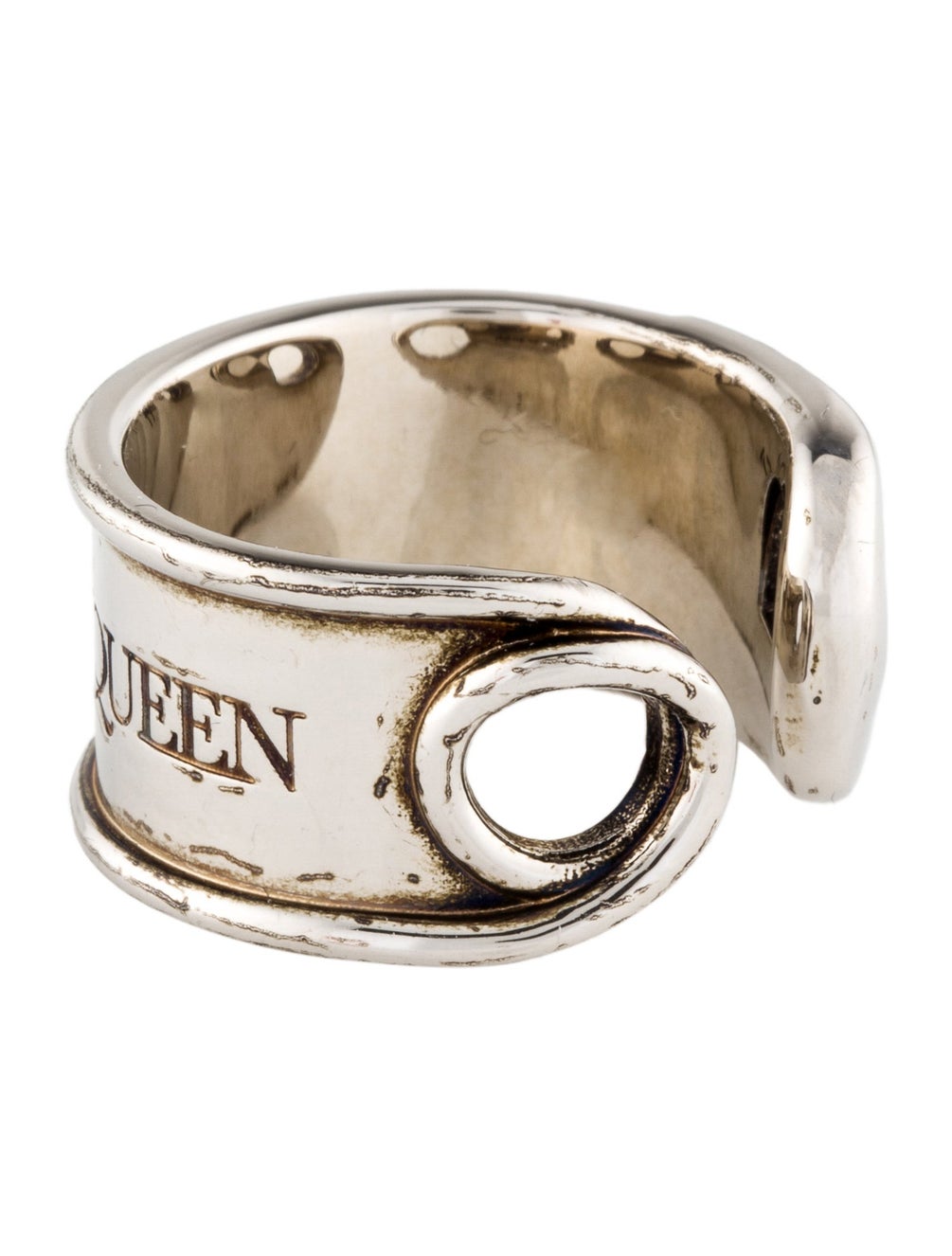 Alexander McQueen Safety Pin Logo Band Ring - Band, Rings - ALE185252 ...